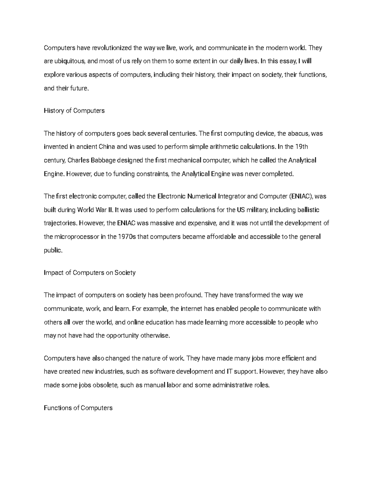 Studoc-3 - Class notes - Computers have revolutionized the way we live ...