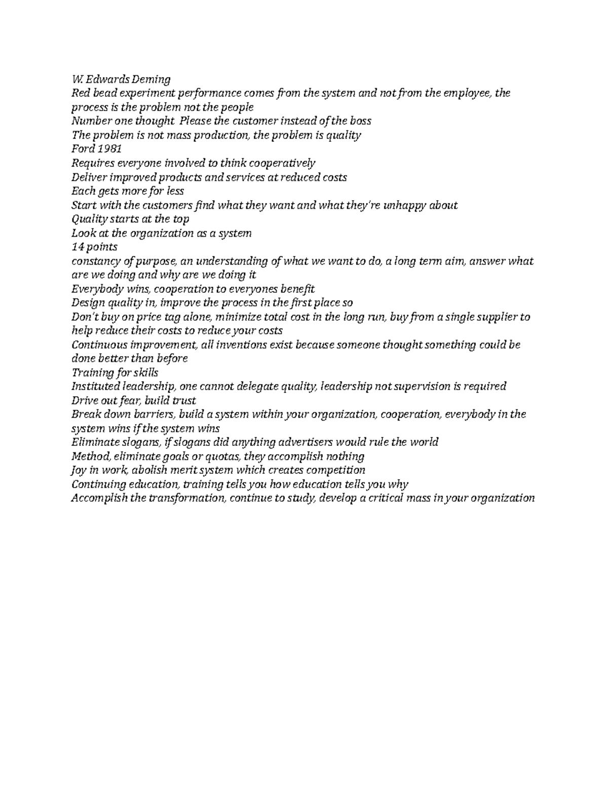 Deming Video - W. Edwards Deming Red bead experiment performance comes ...