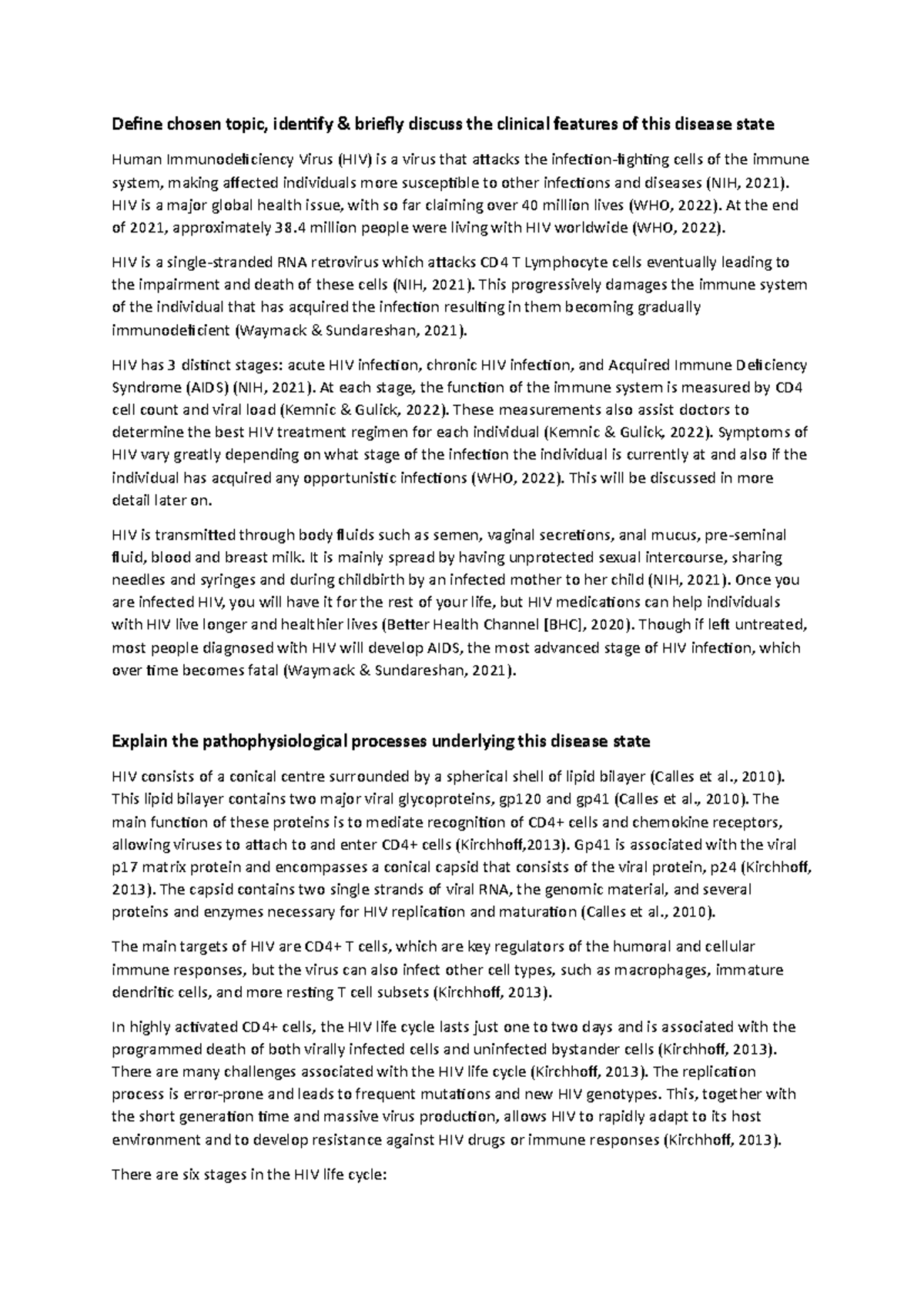 HIV Presentation Speech - Define chosen topic, identify & briefly ...