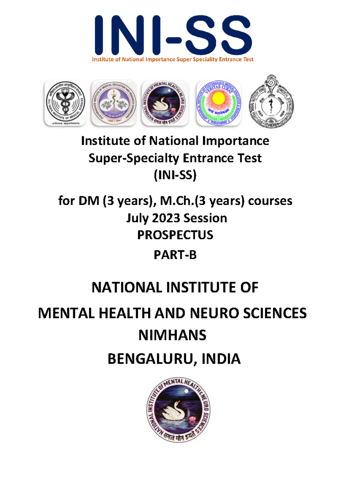 Nimhans - Prospectus - Institute of National Importance Super-Specialty ...