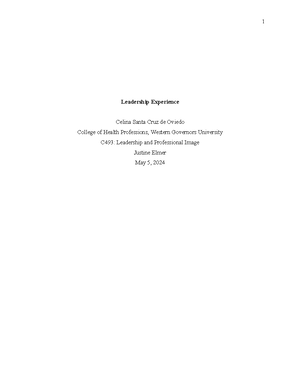 C493 Portfolio COPY - PORTFOLIO College of Health Professions, Western ...
