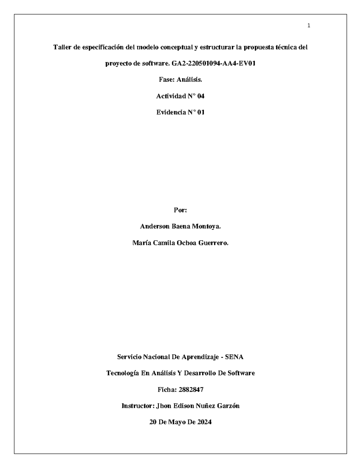 094 act4 evi1 Taller de especificación del modelo conceptual y estructurar la propuesta técnica ...