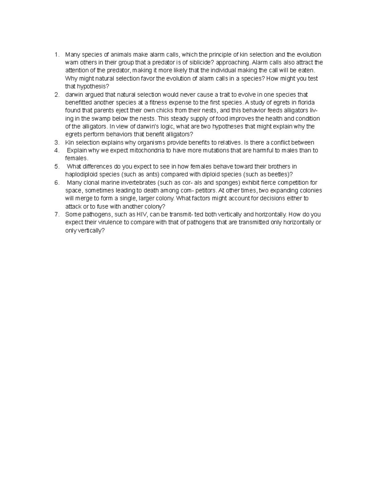 Esummary chapter 12 - Many species of animals make alarm calls, which ...