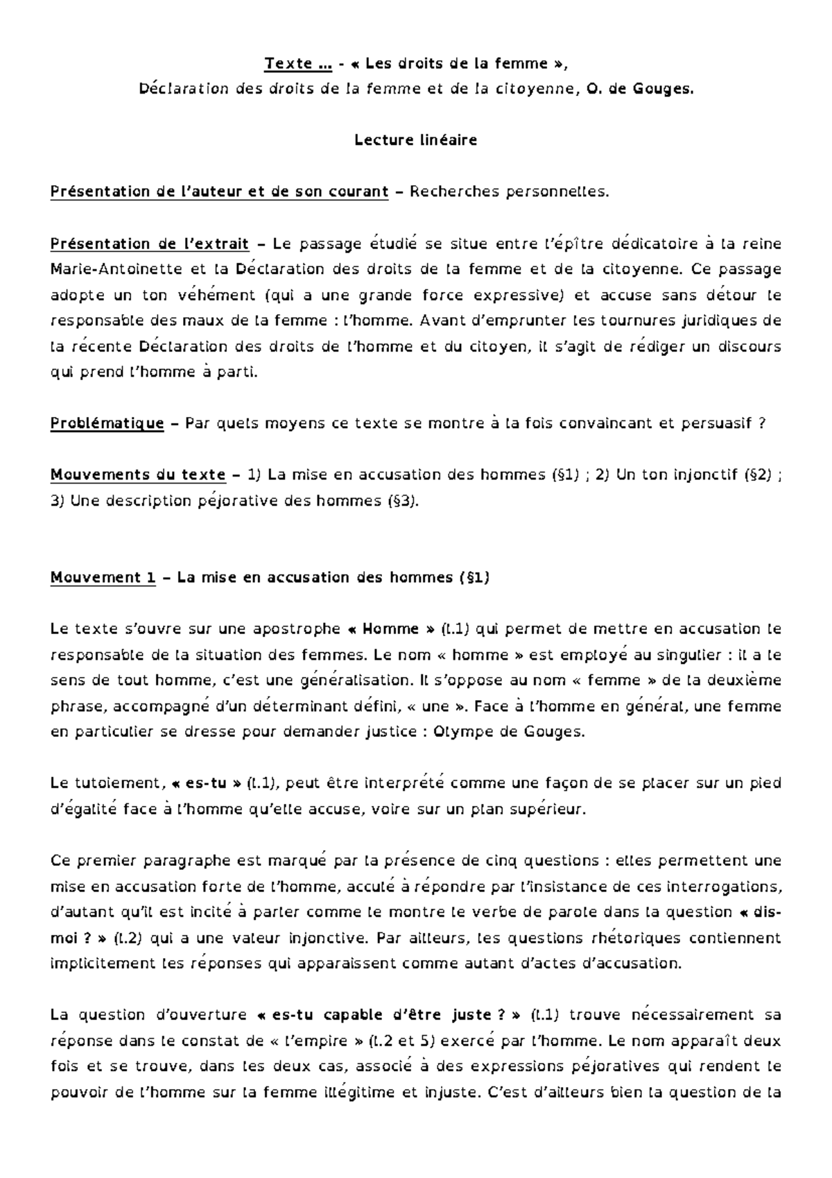 olympe de gouges ddfc - Texte ... - « Les droits de la femme ...