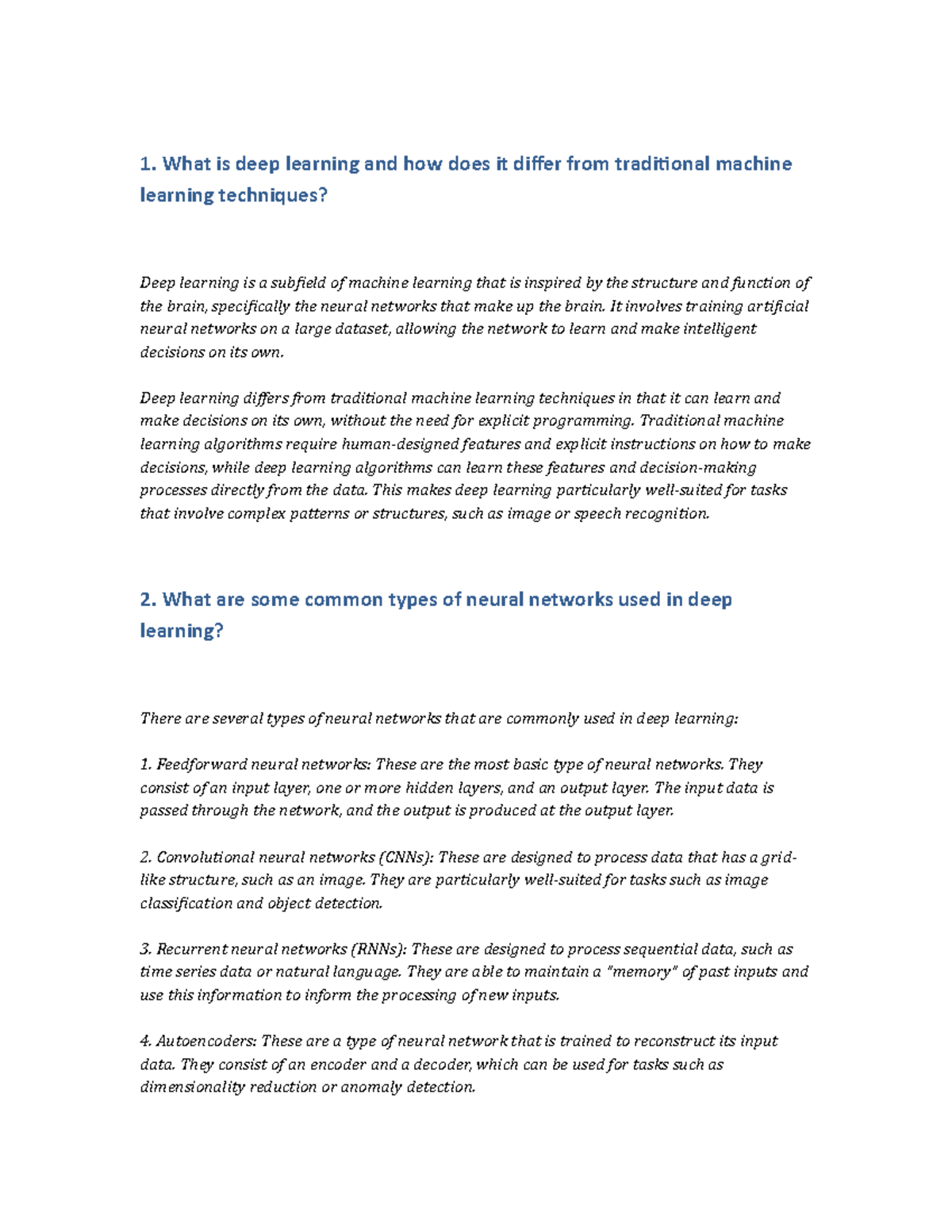 Deeplearning 1 - 1. What is deep learning and how does it differ from ...