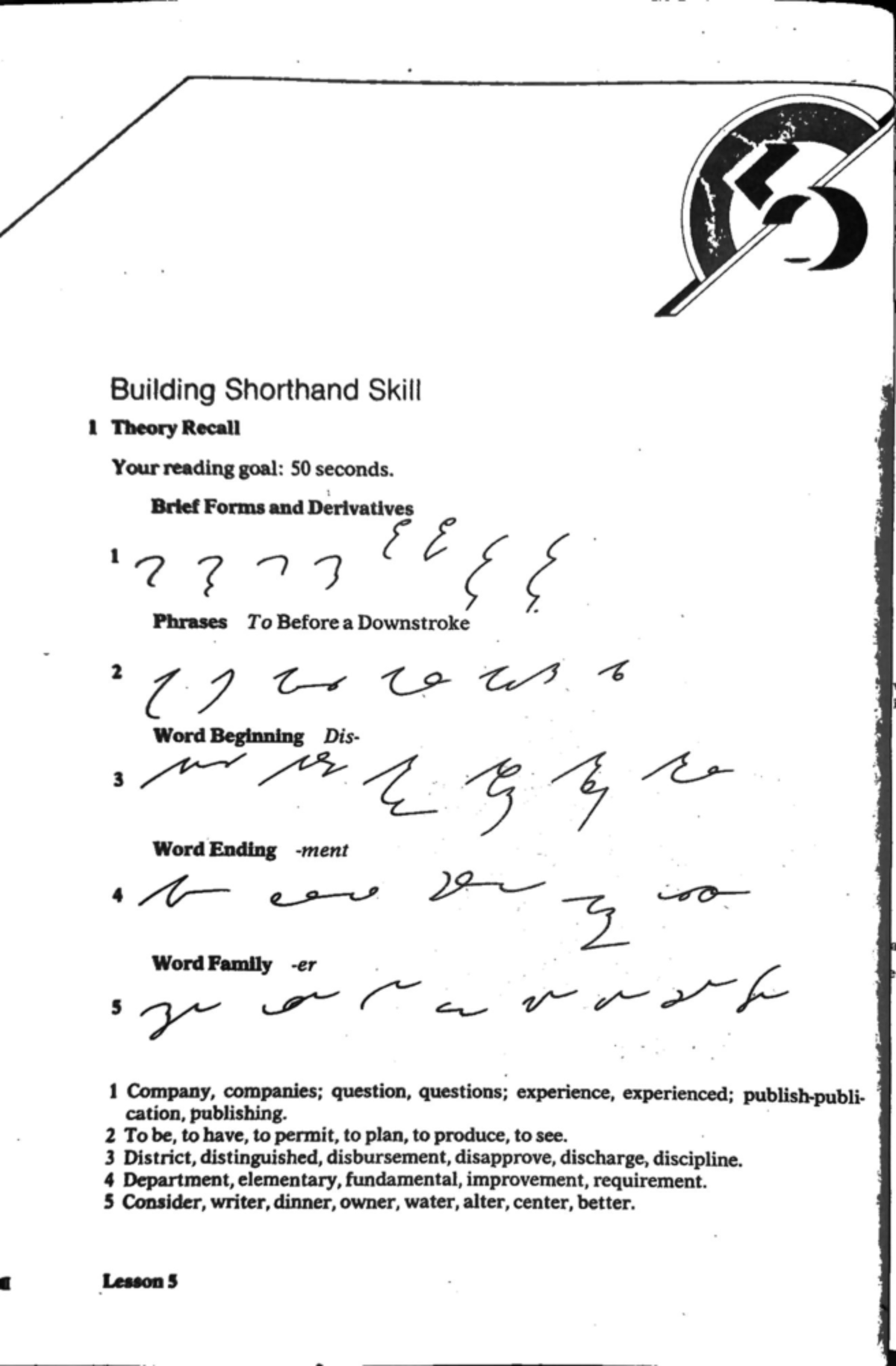Speed 1 Lesson 5 1 - nsnjsjnsjsss - Building Shorthand Skill 1 Theory ...