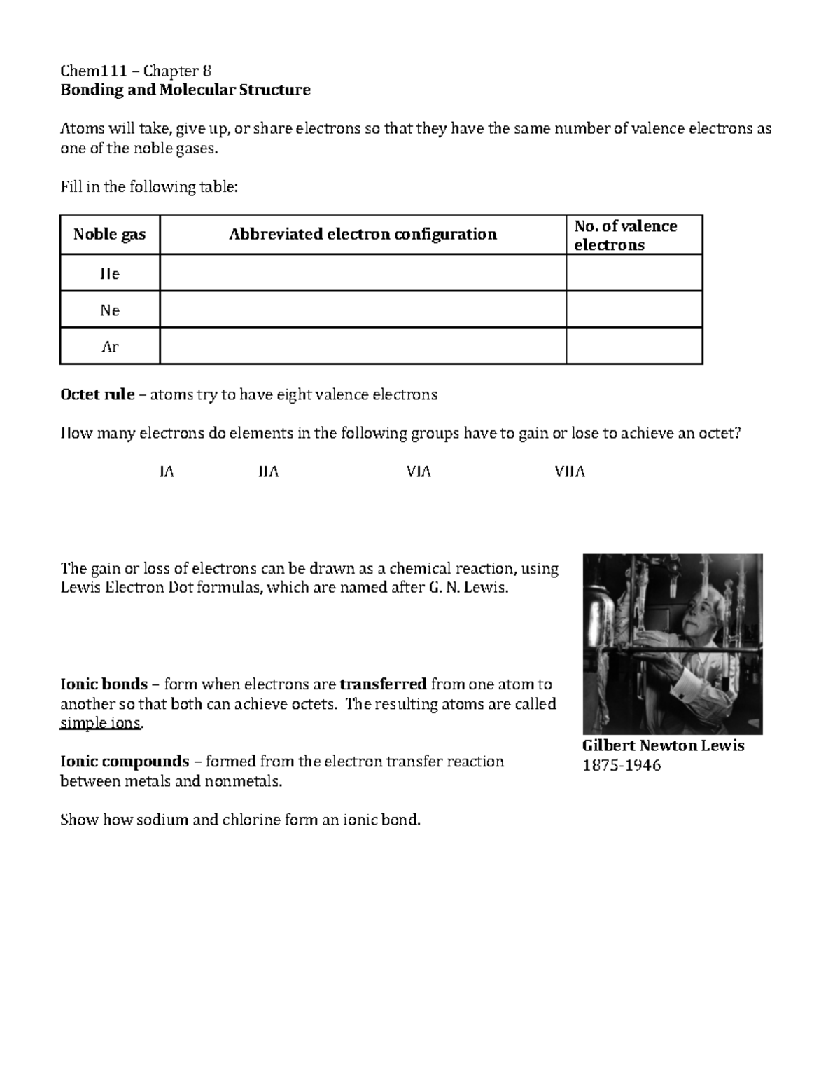 Ch8-1 - Nursing notes for nursing students - Chem111 – Chapter 8 ...