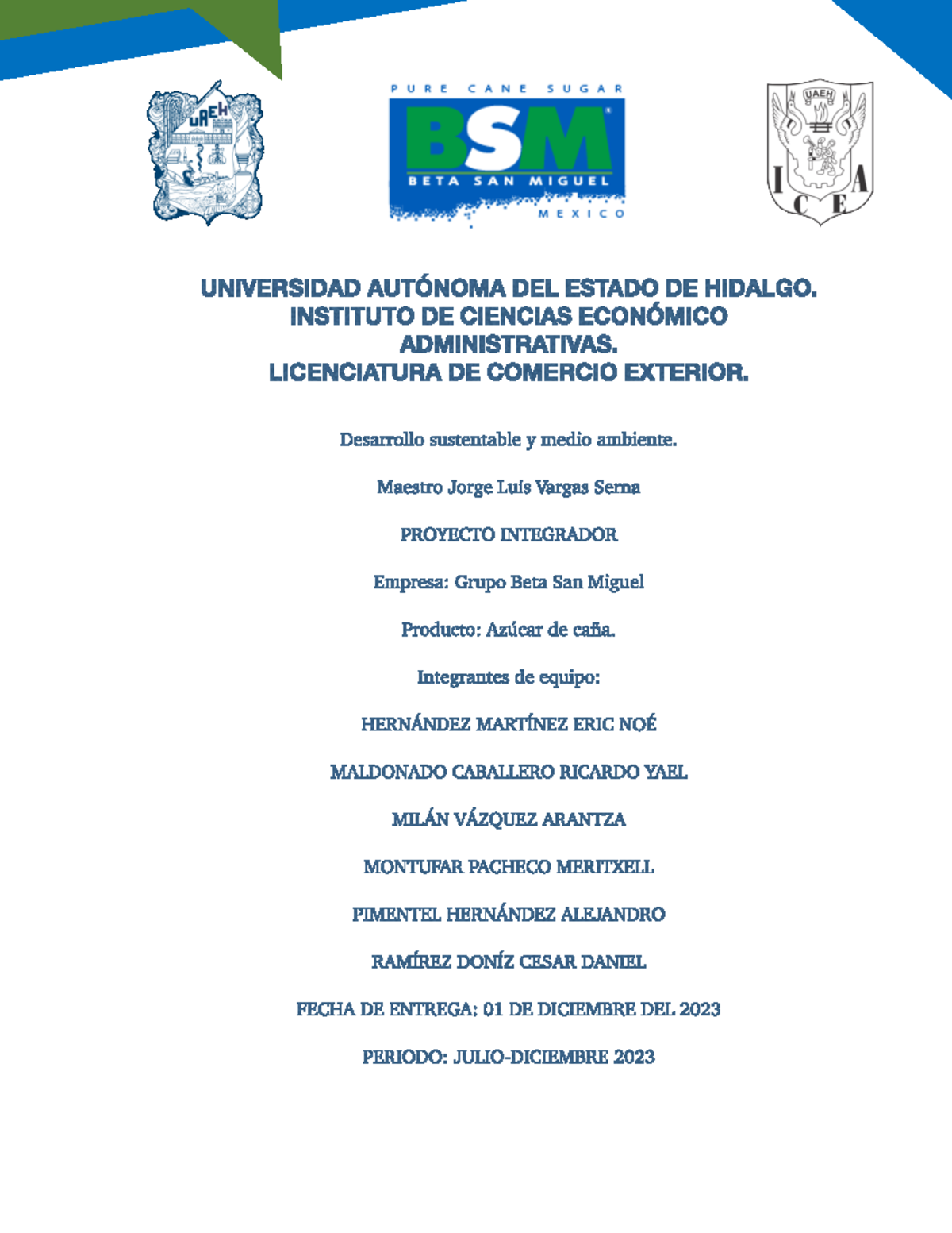 PI BSM DIC 23 - UNIVERSIDAD AUTÓNOMA DEL ESTADO DE HIDALGO. INSTITUTO DE CIENCIAS ECONÓMICO ...