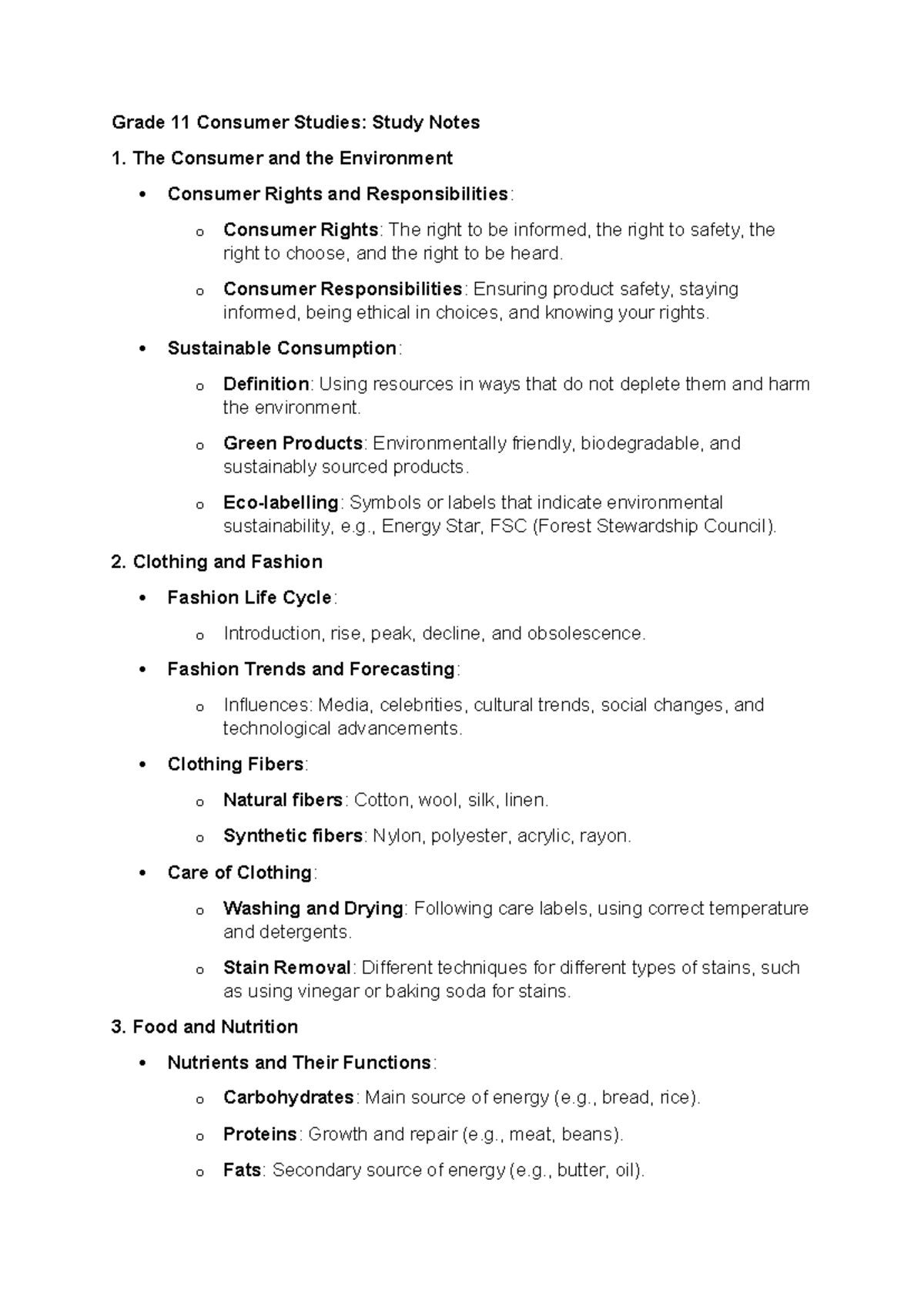Grade 11 Consumer Studies - Grade 11 Consumer Studies: Study Notes 1 ...