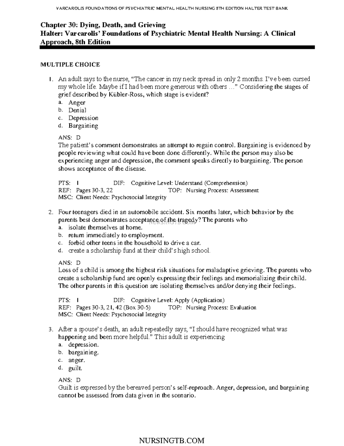 Chapter 30 Dying, Death, and Grieving - NURSINGTB Chapter 30: Dying ...