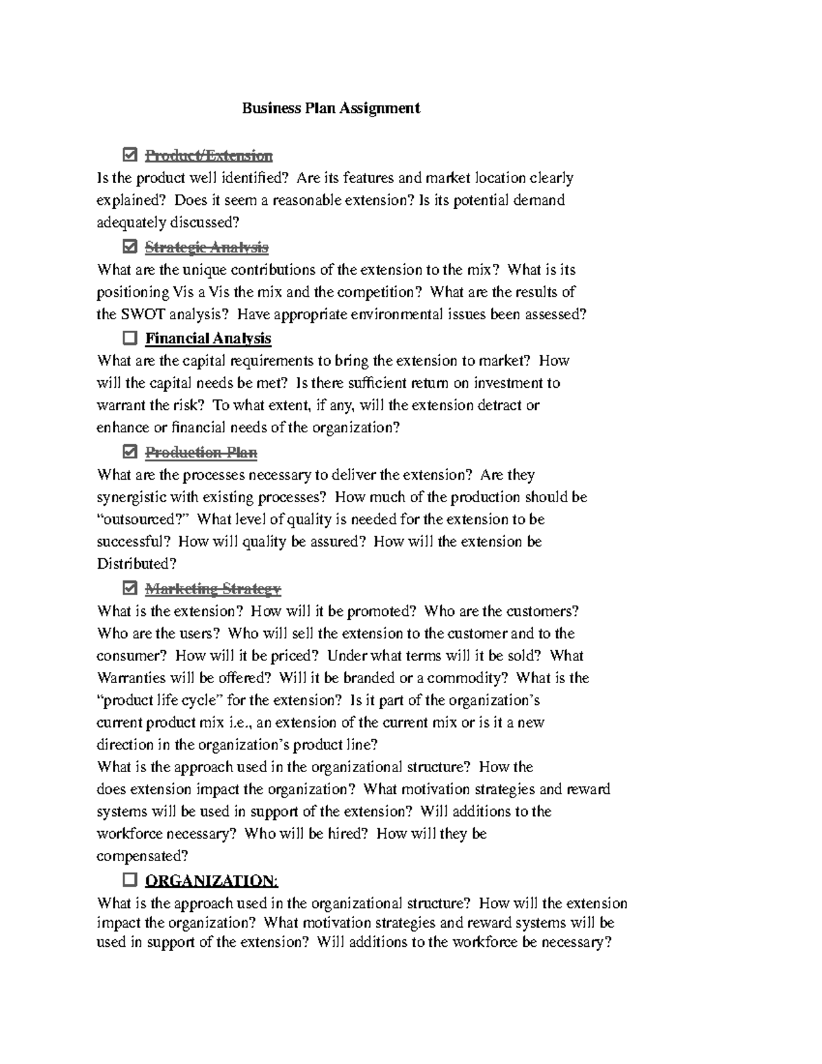 Business Plan Brainstorming Assignment for Project - Business Plan ...