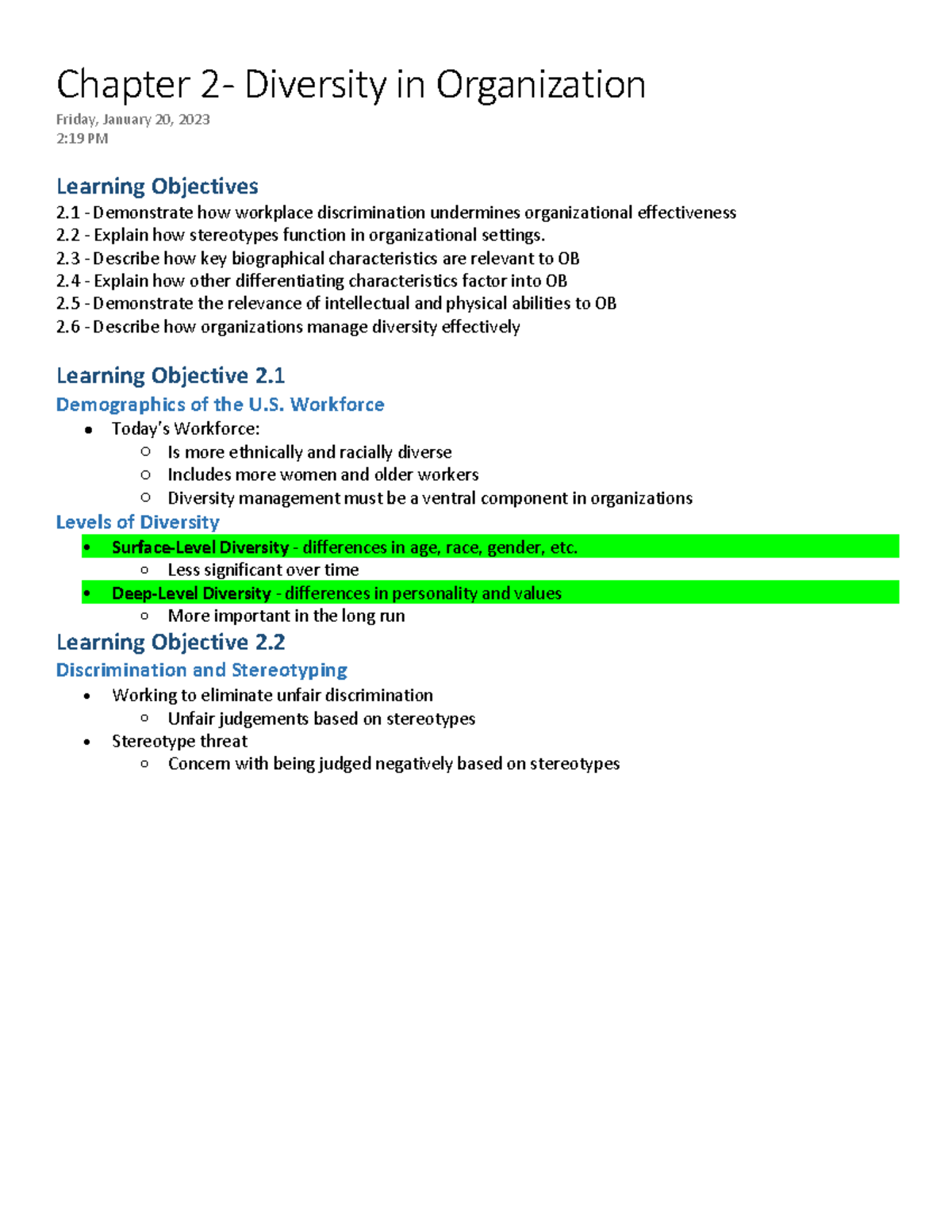 Chapter 2 - Diversity in Organization - Chapter 2- Diversity in ...
