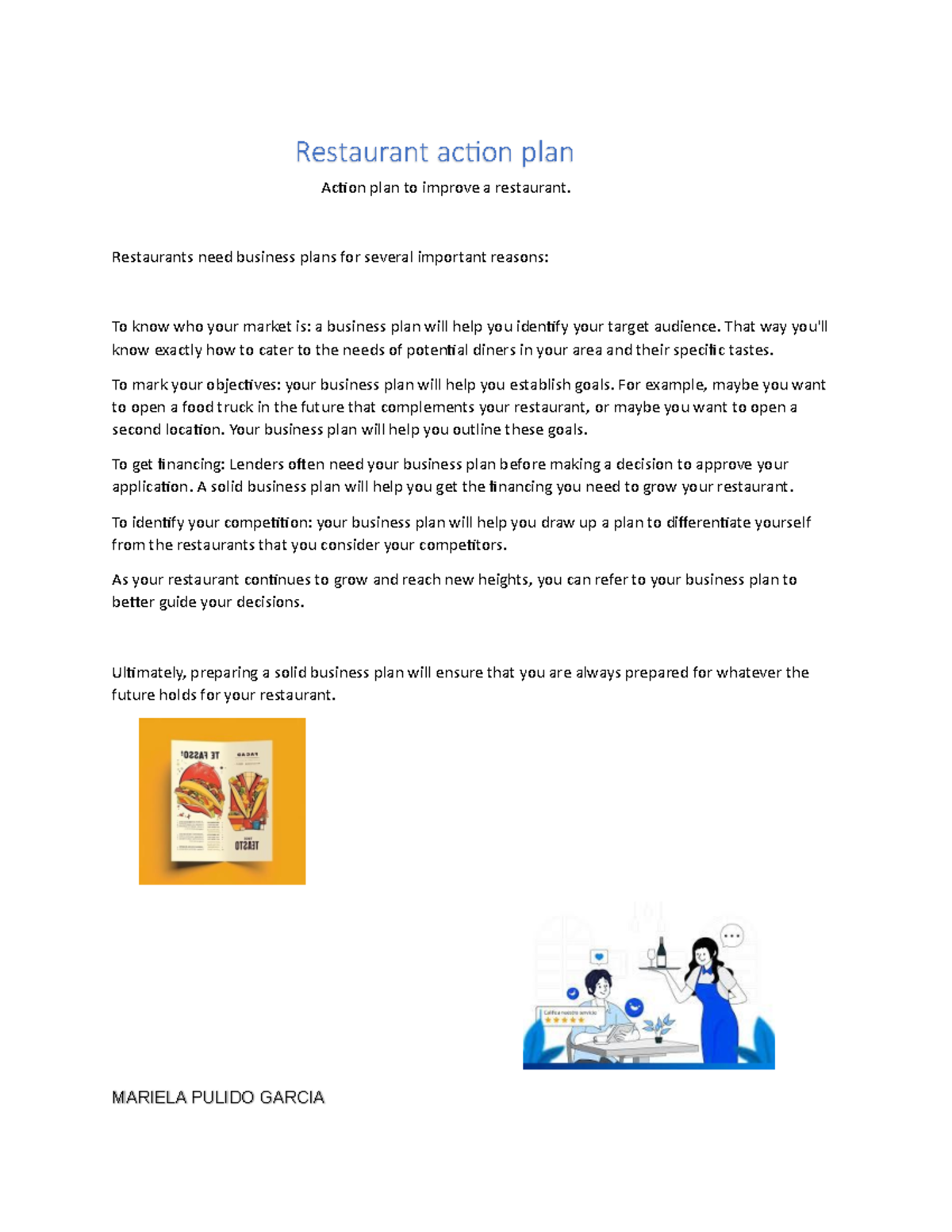 Restaurant action plan - Restaurant action plan Action plan to improve ...