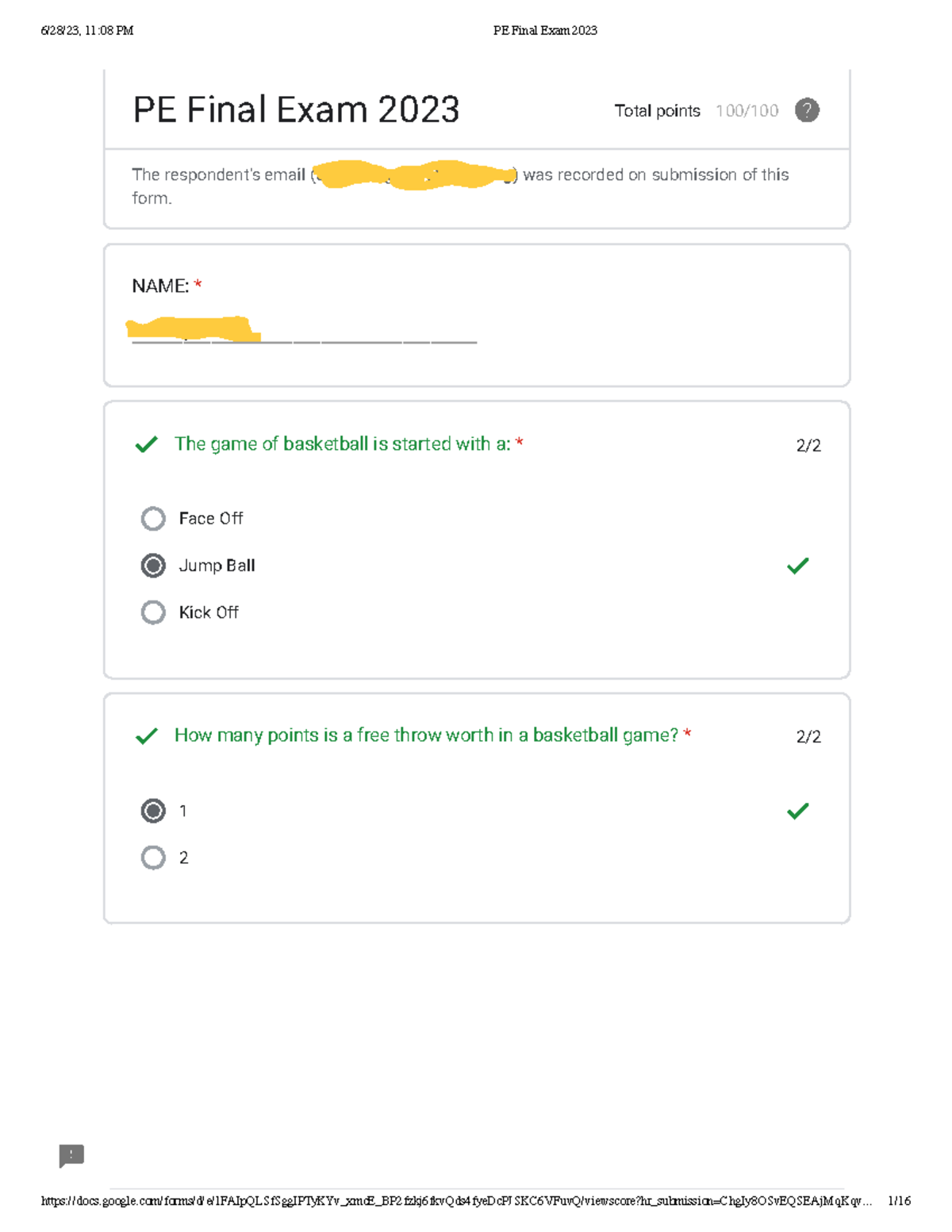 PE Final Exam 2023 - Exam - - Studocu