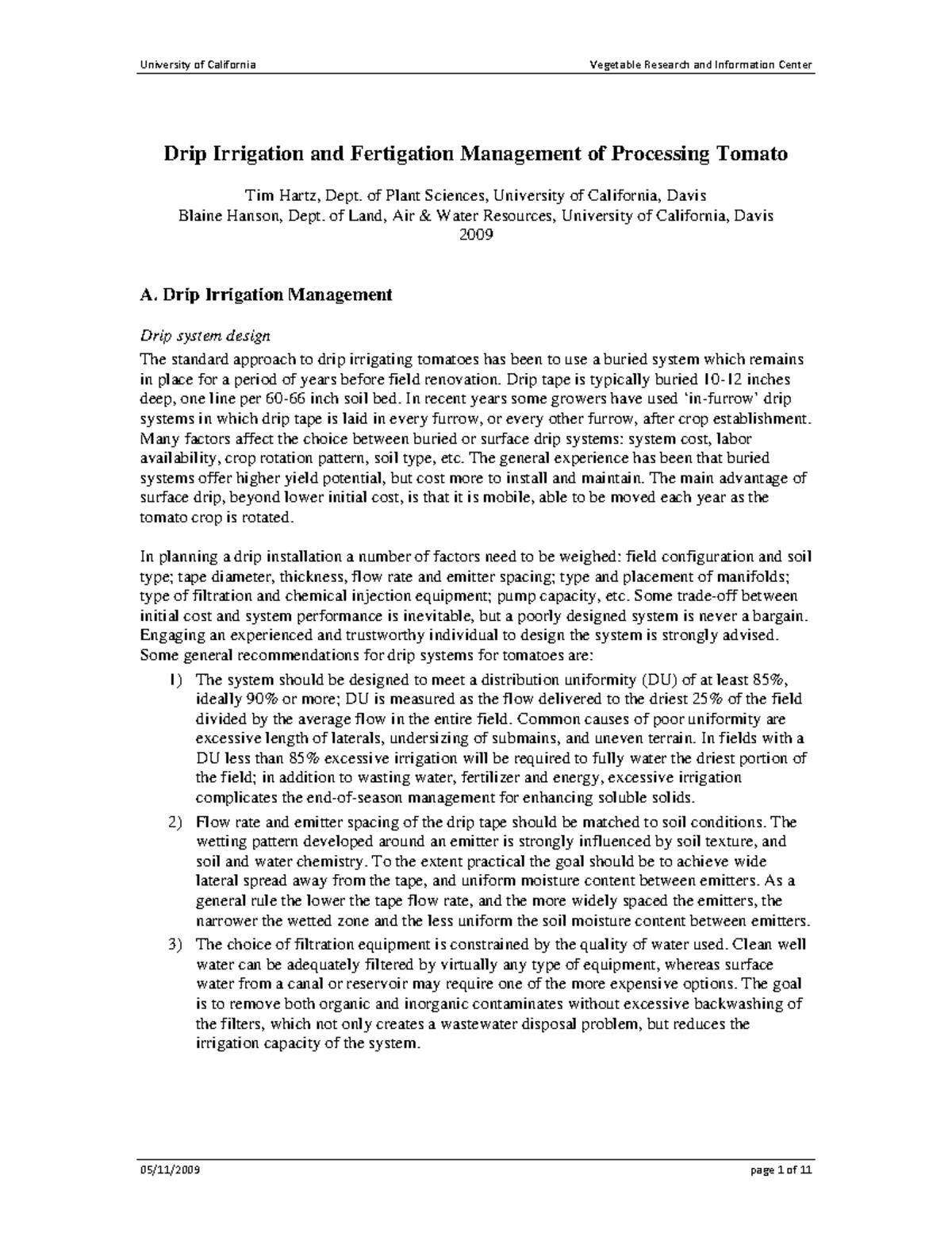 Fertigacion Tomate - Drip Irrigation and Fertigation Management of ...