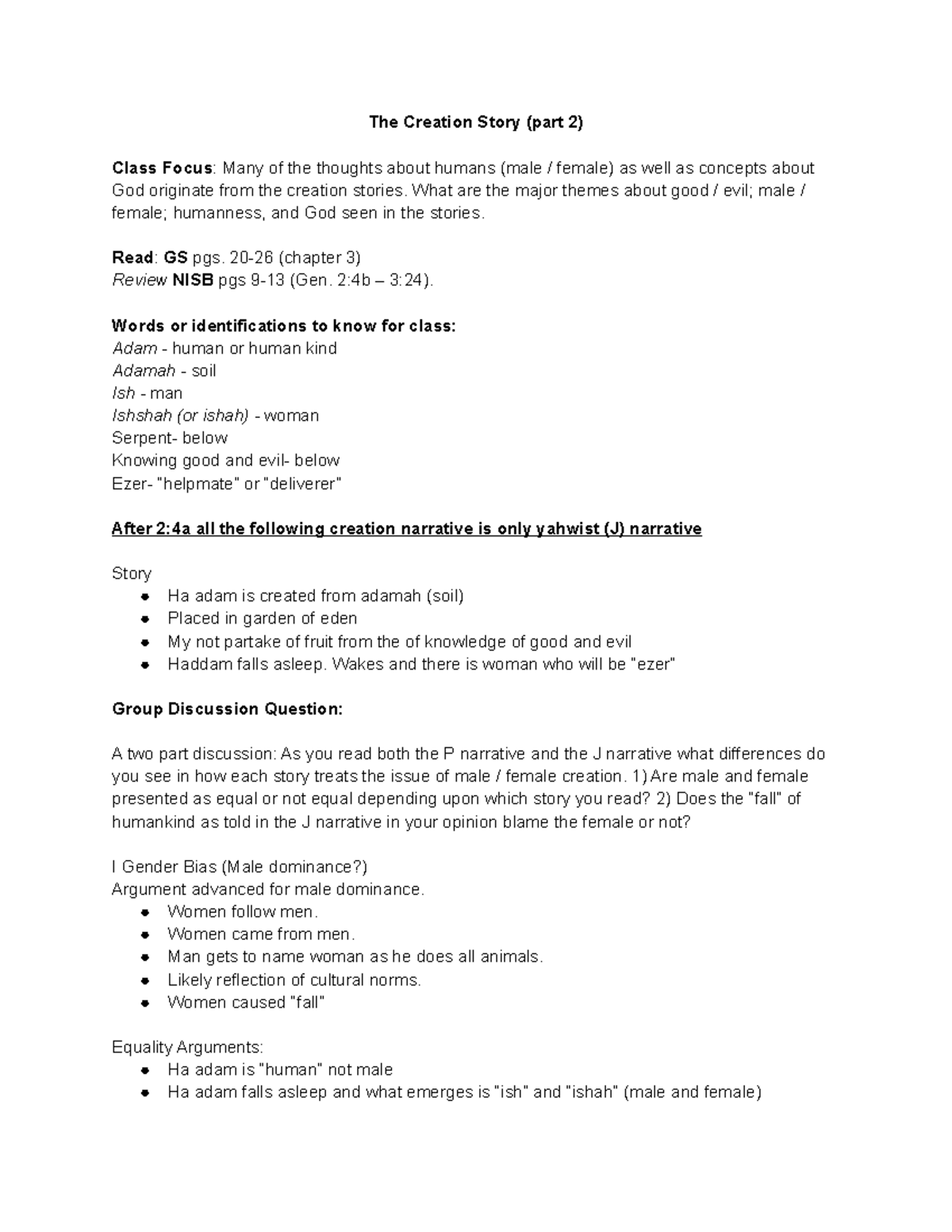 The Creation story (part 2) - What are the major themes about good ...