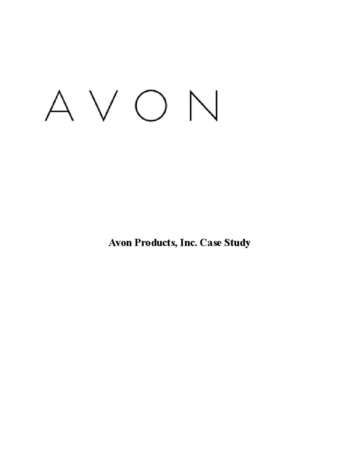 Avon Products Inc. Case Study - Studocu