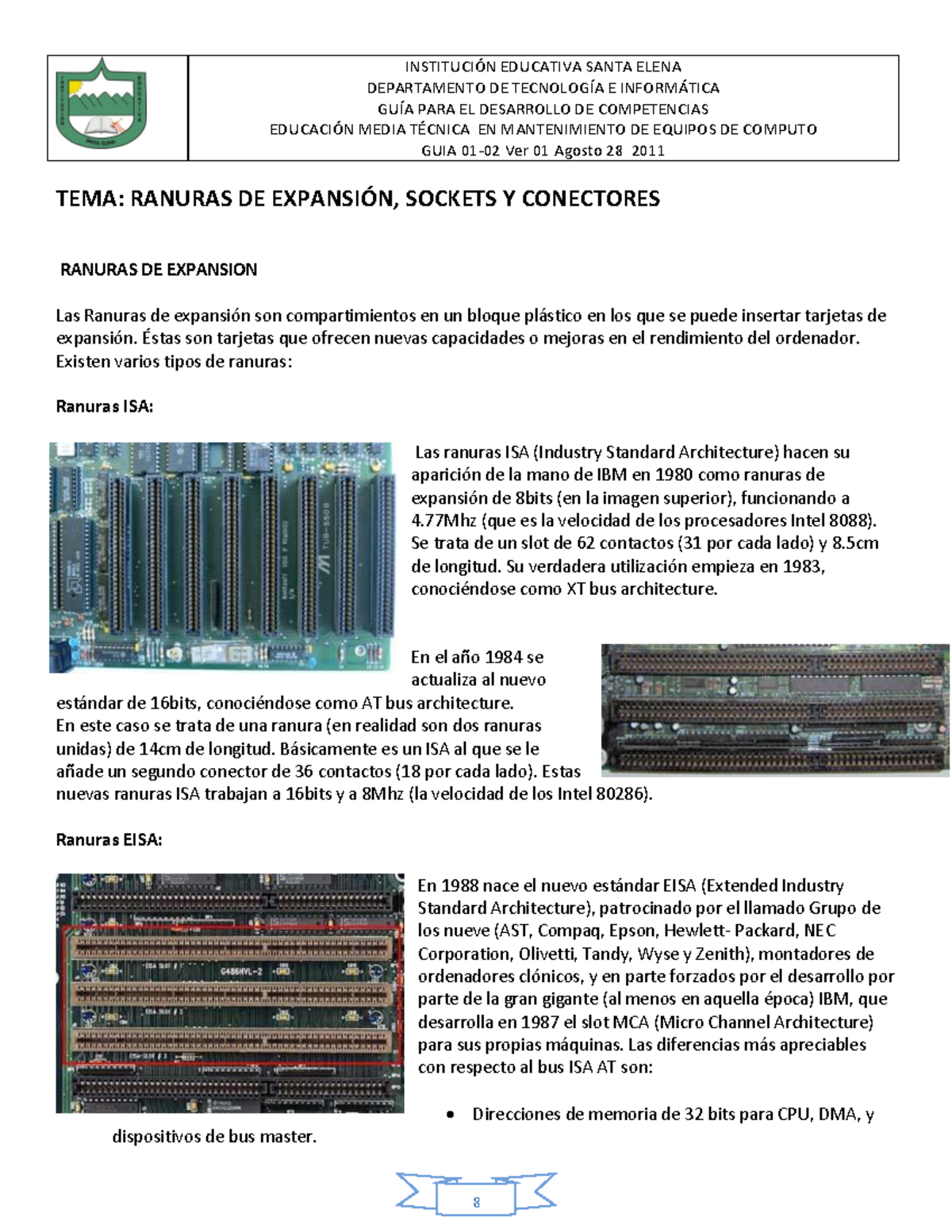 TEMA Ranuras DE Expansión, Sockets Y Conectores - DEPARTAMENTO DE ...