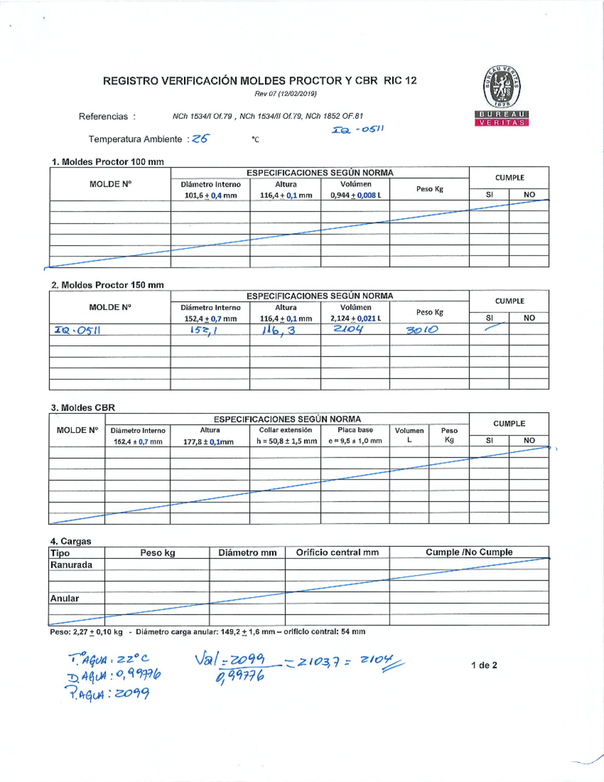 Verificación Molde Proctor IQ-0511 - metrología - Studocu
