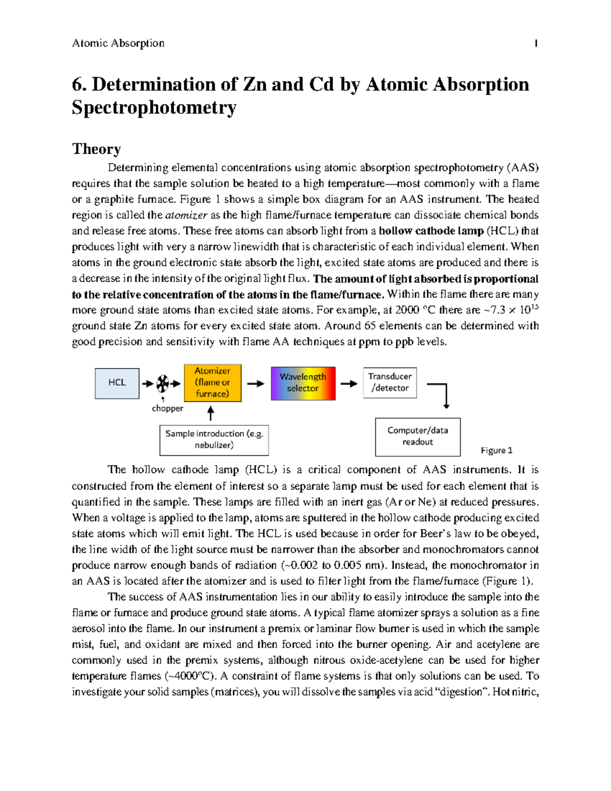 Lab 6 atomic absorption spectroscopy - 6. Determination of Zn and Cd by Atomic Absorption - Studocu