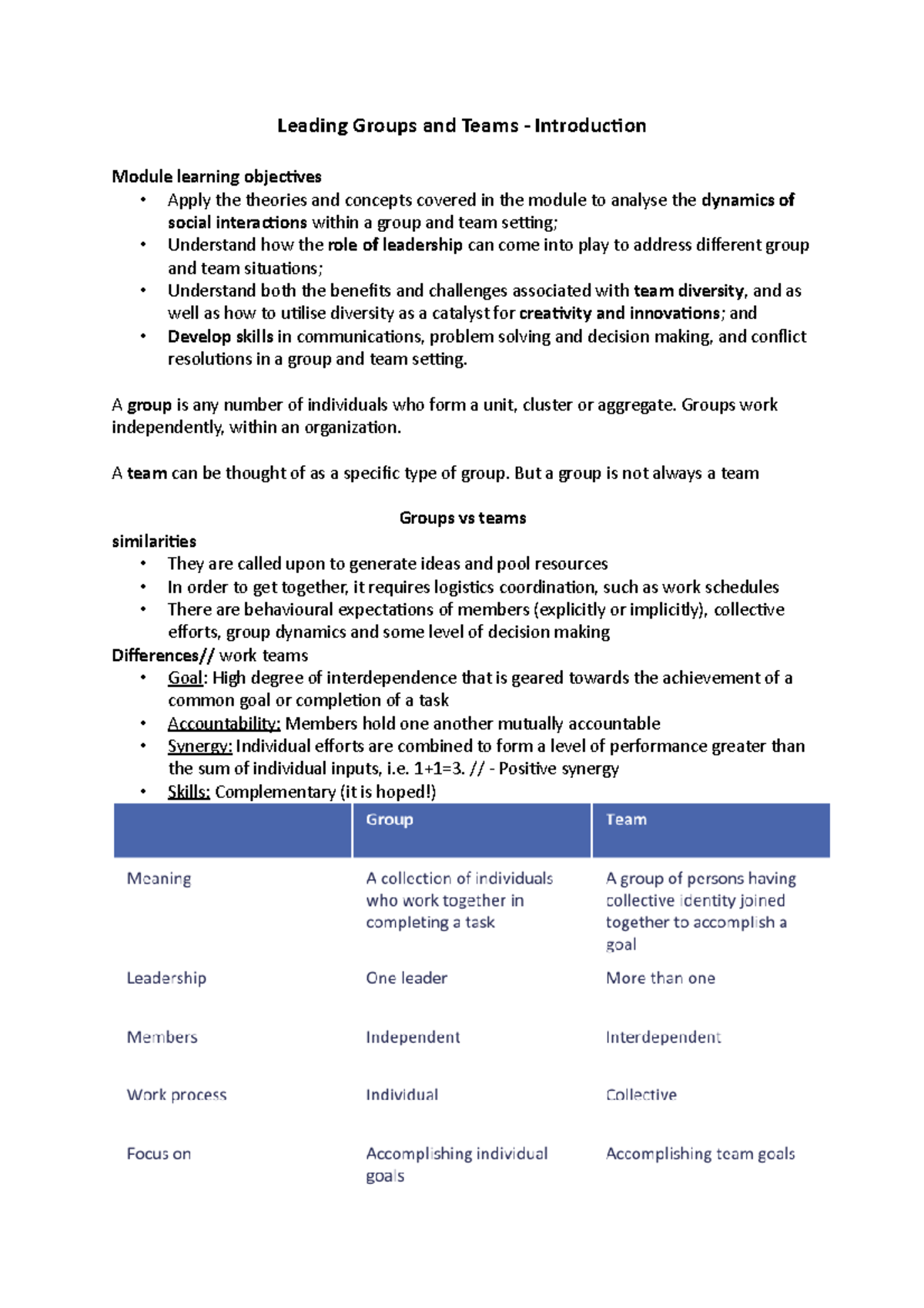 Leading Groups and Teams - Introduction - A group is any number of ...