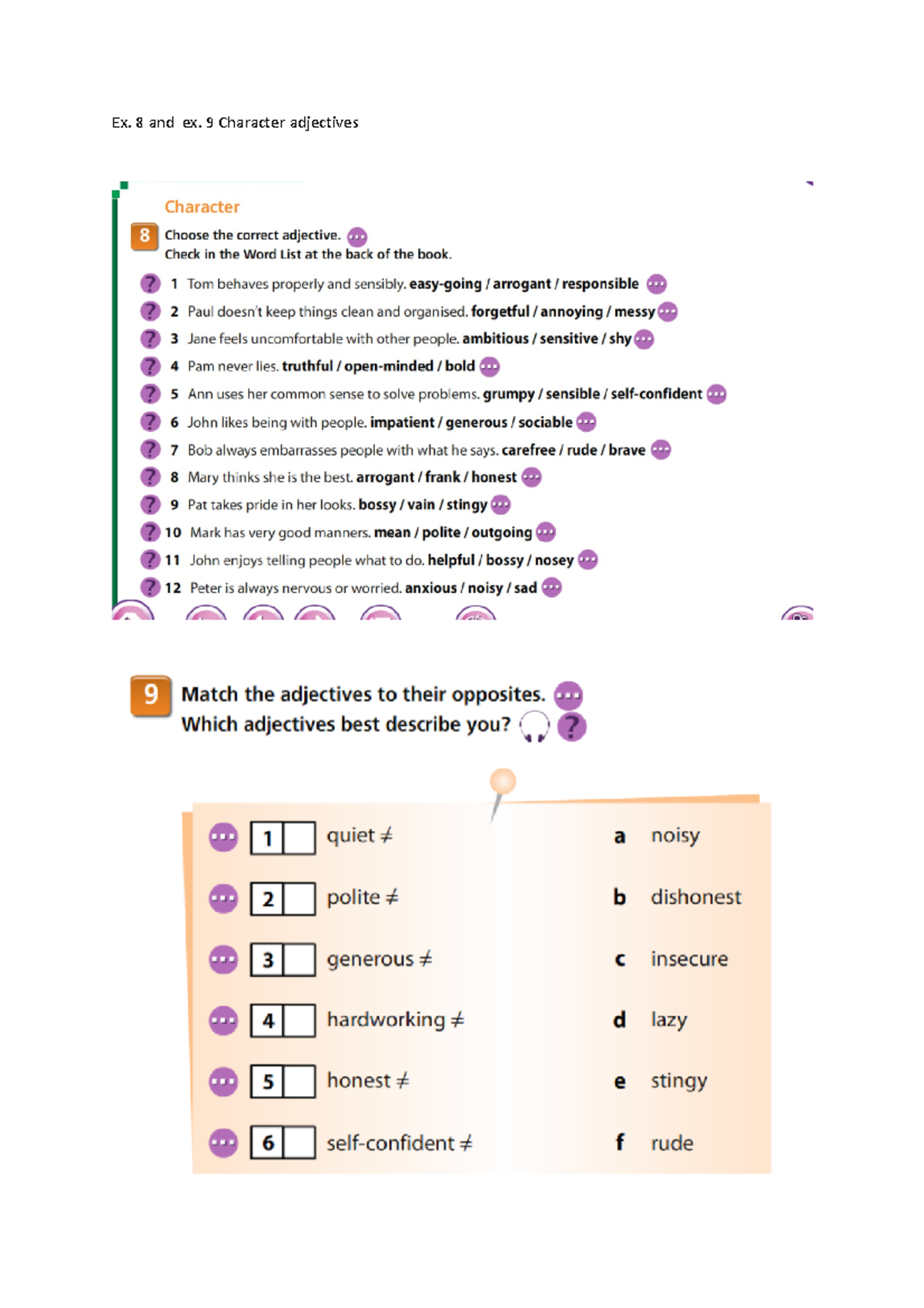 Ex 8 and 9 Character adjectives - Civil Engineering - Ex. 8 and ex. 9 ...