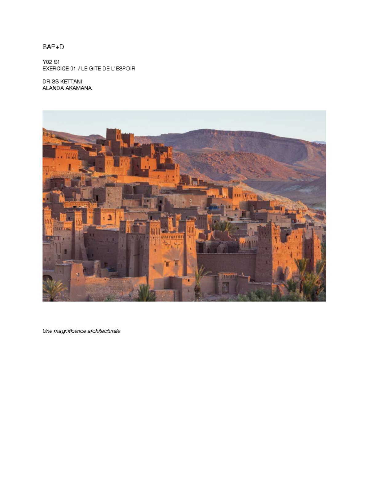 LE GITE DE L' Espoir - SAP+D Y02 S EXERCICE 01 / LE GITE DE L’ESPOIR ...