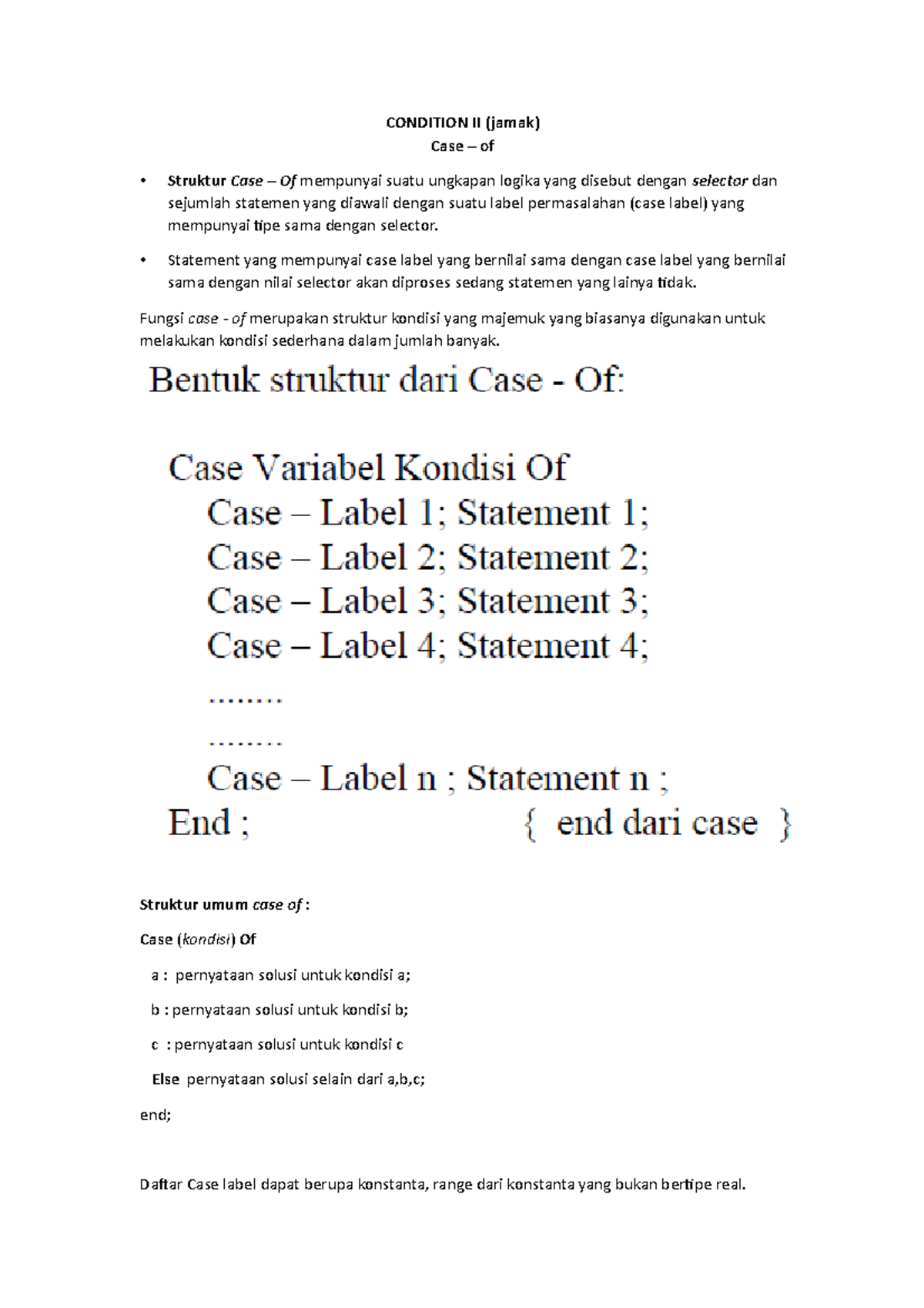 Condition II - bentuk struktur Case-of, - CONDITION II (jamak) Case ...