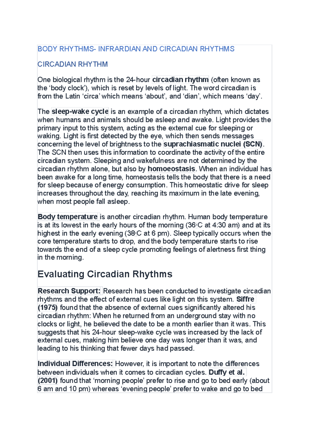 BODY Rhythms - BODY RHYTHMS- INFRARDIAN AND CIRCADIAN RHYTHMS CIRCADIAN ...