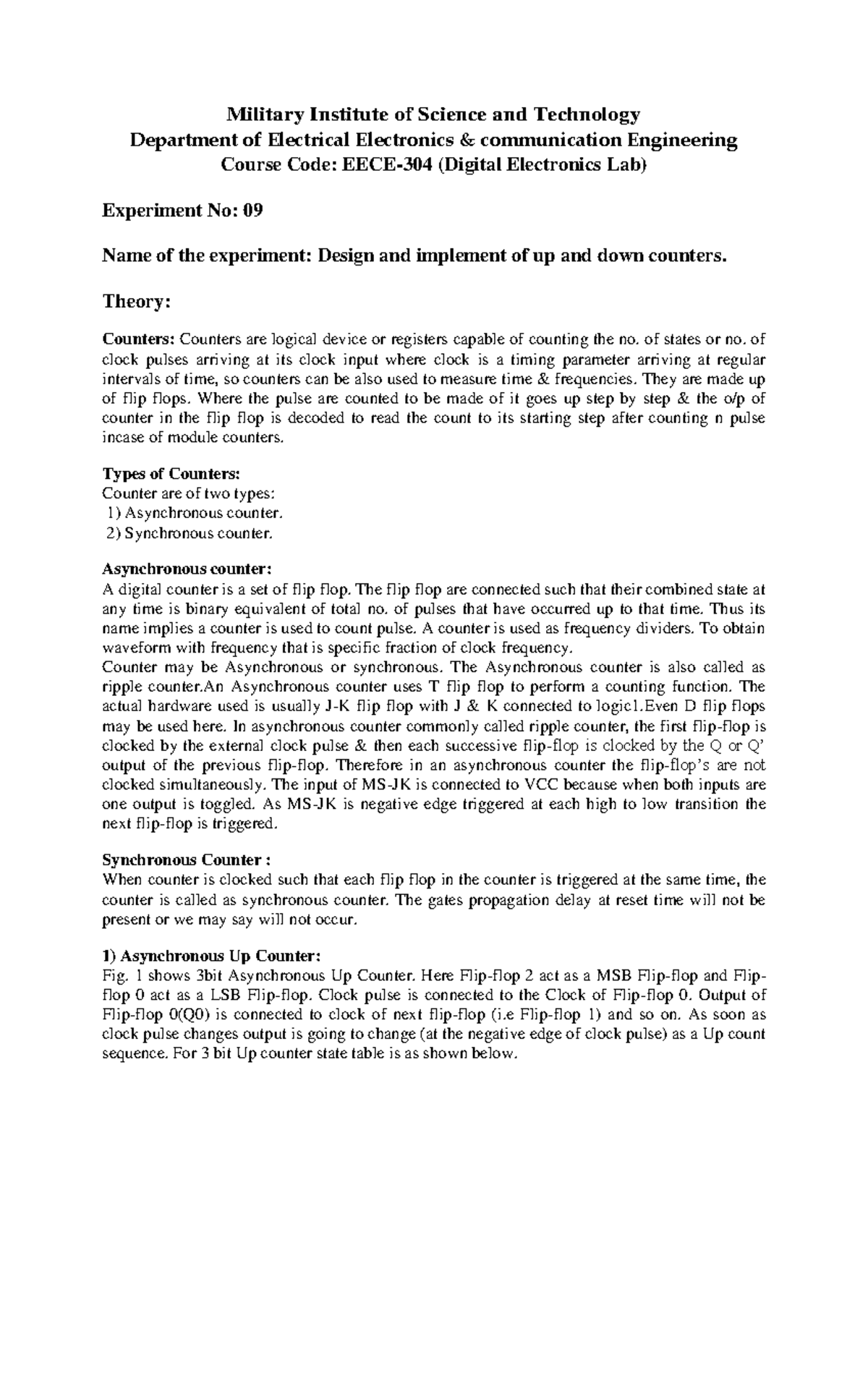 Expt-09 - Very Easy to understand - Military Institute of Science and Technology Department of ...