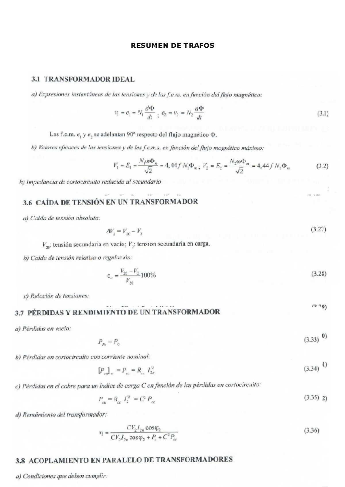 Resumen DE Trafos - Maquinas electricas - RESUMEN DE TRAFOS - Studocu
