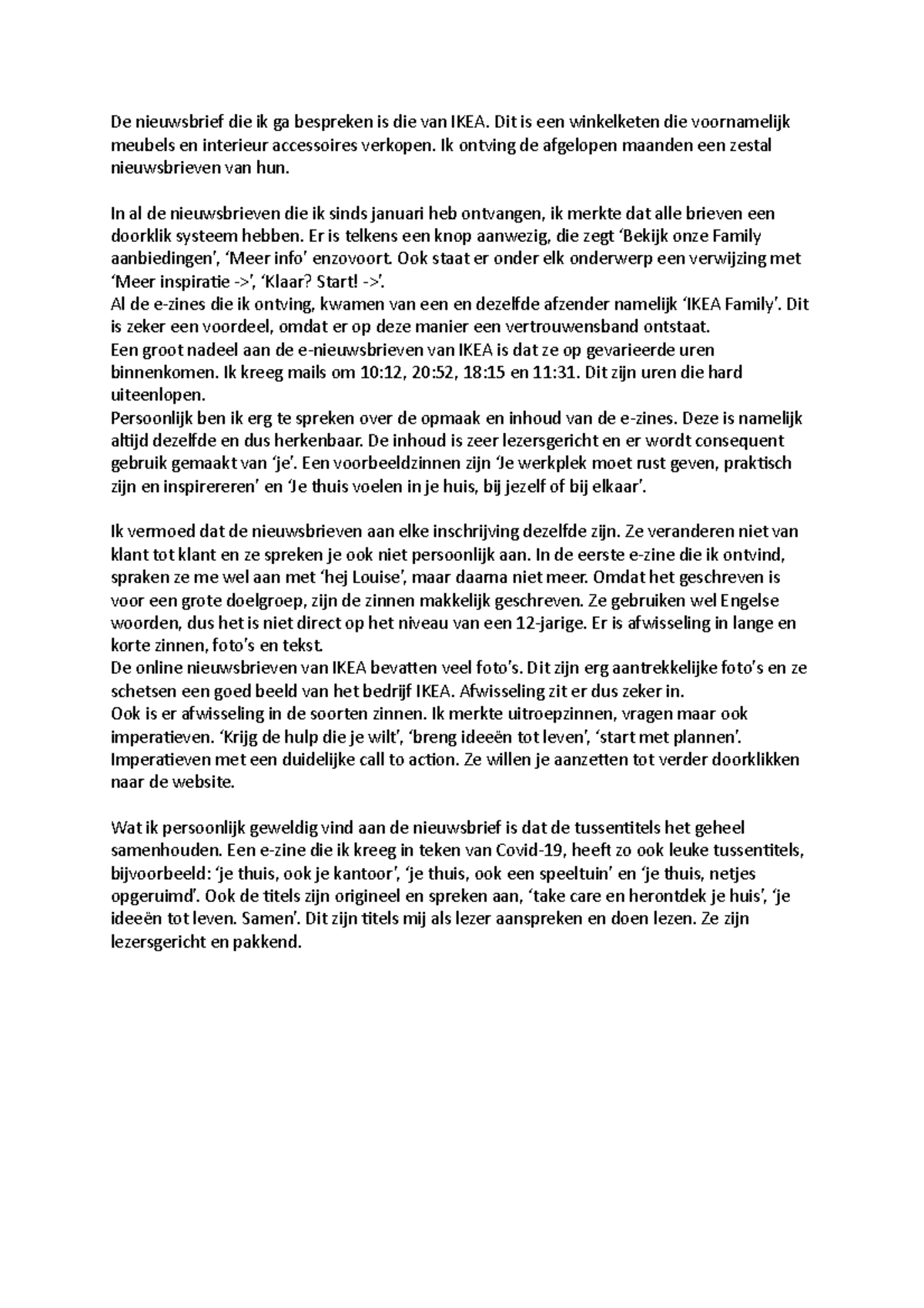 E-nieuwsbrief IKEA - De nieuwsbrief die ik ga bespreken is die van IKEA ...