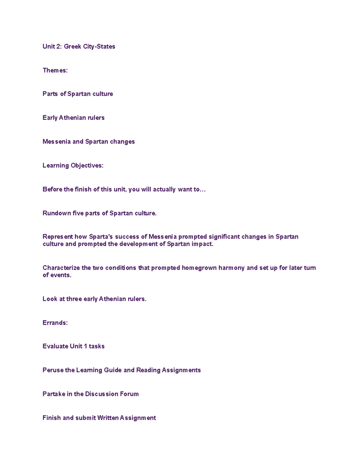 Unit 2 Note Hist 1421 - Lecture notes Unit 2 - Unit 2: Greek City ...
