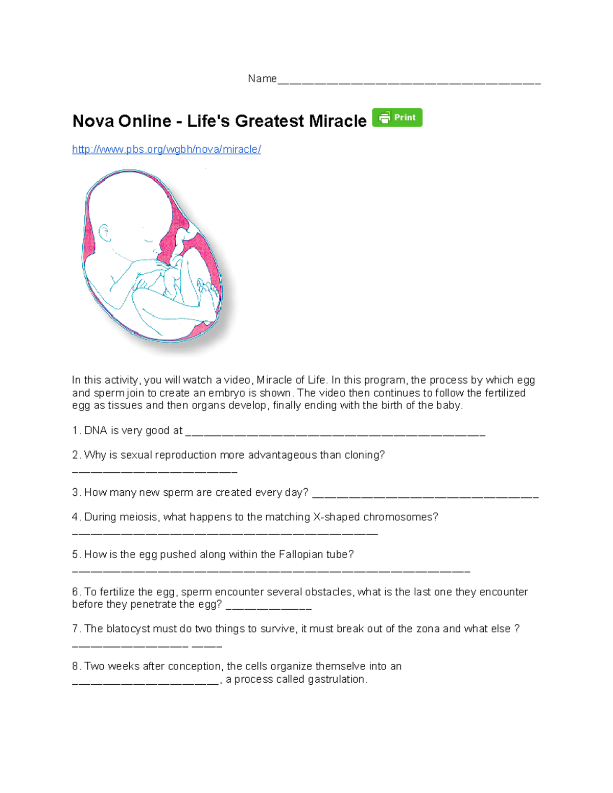 Life's Greatest Miracle- Student Copy (1) - Name