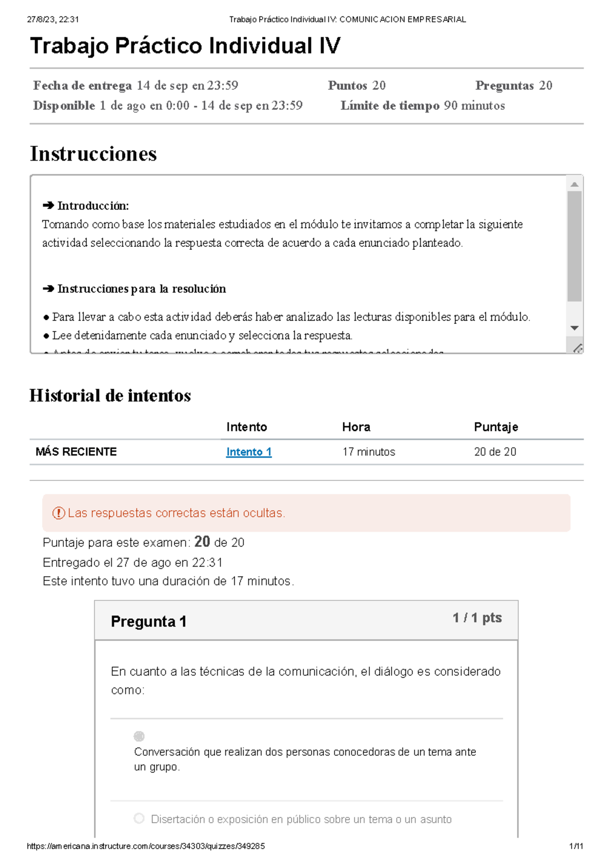 Trabajo Práctico Individual IV Comunicacion Empresarial - Trabajo Práctico Individual IV Fecha ...