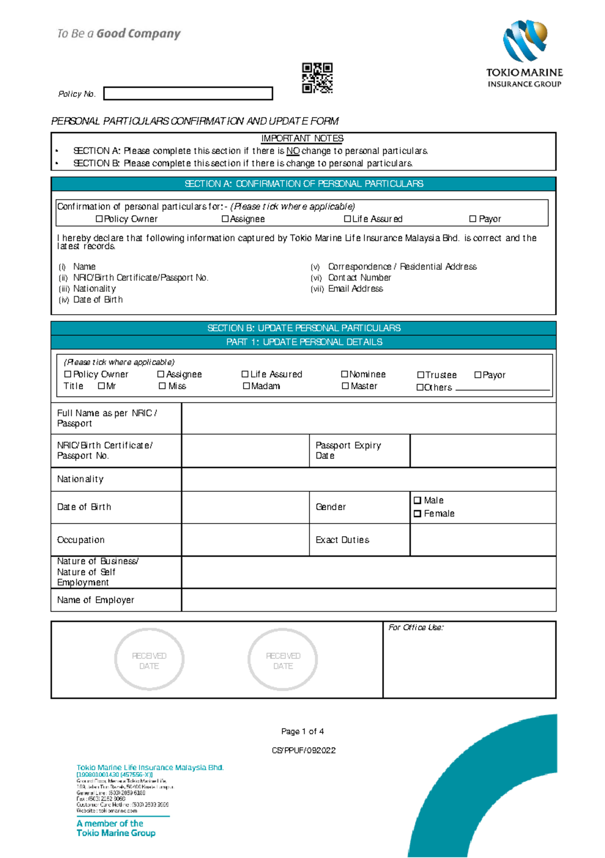 Personal Particulars Update Form 092022 - PERSONAL PARTICULARS ...