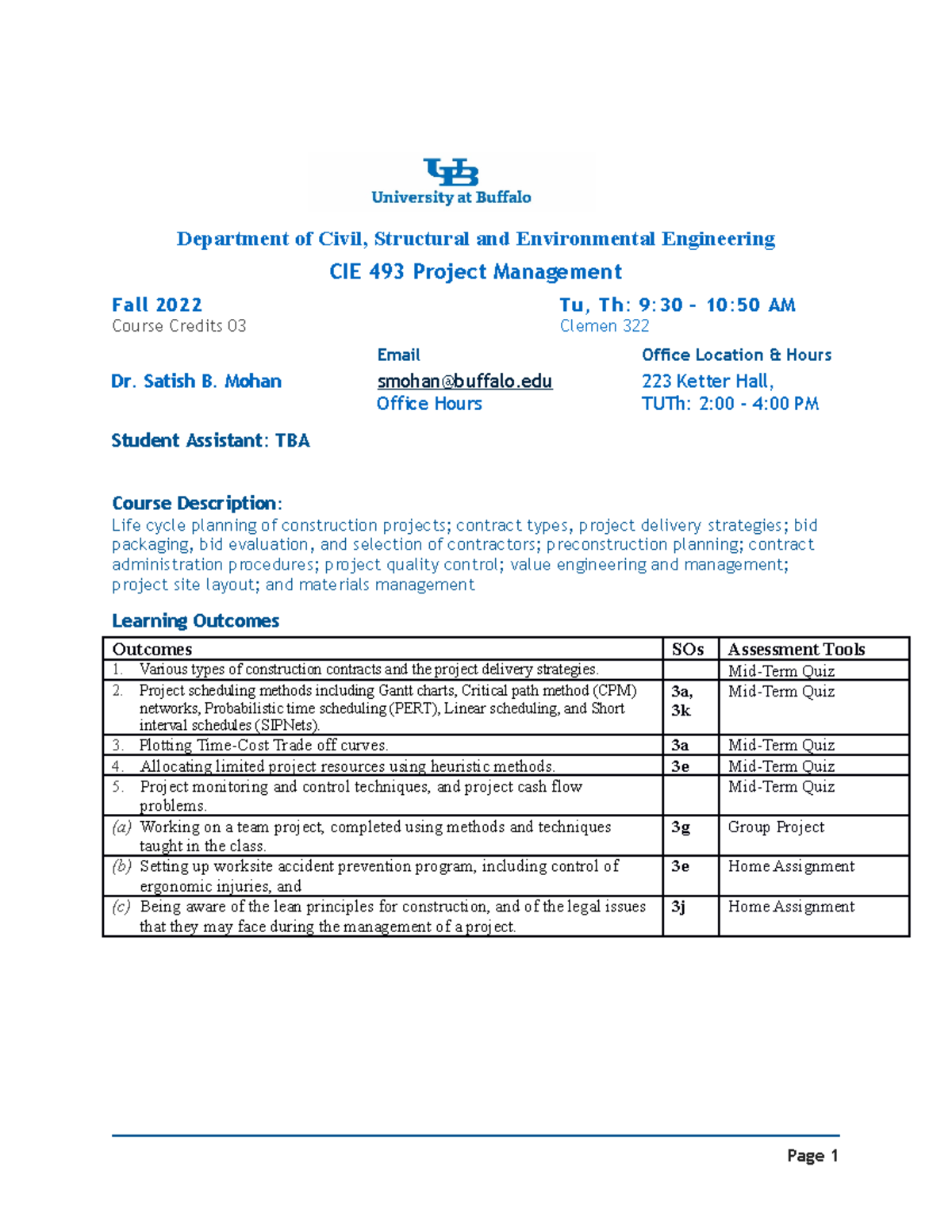 F22 CIE 493F Syllabus - Department of Civil, Structural and ...