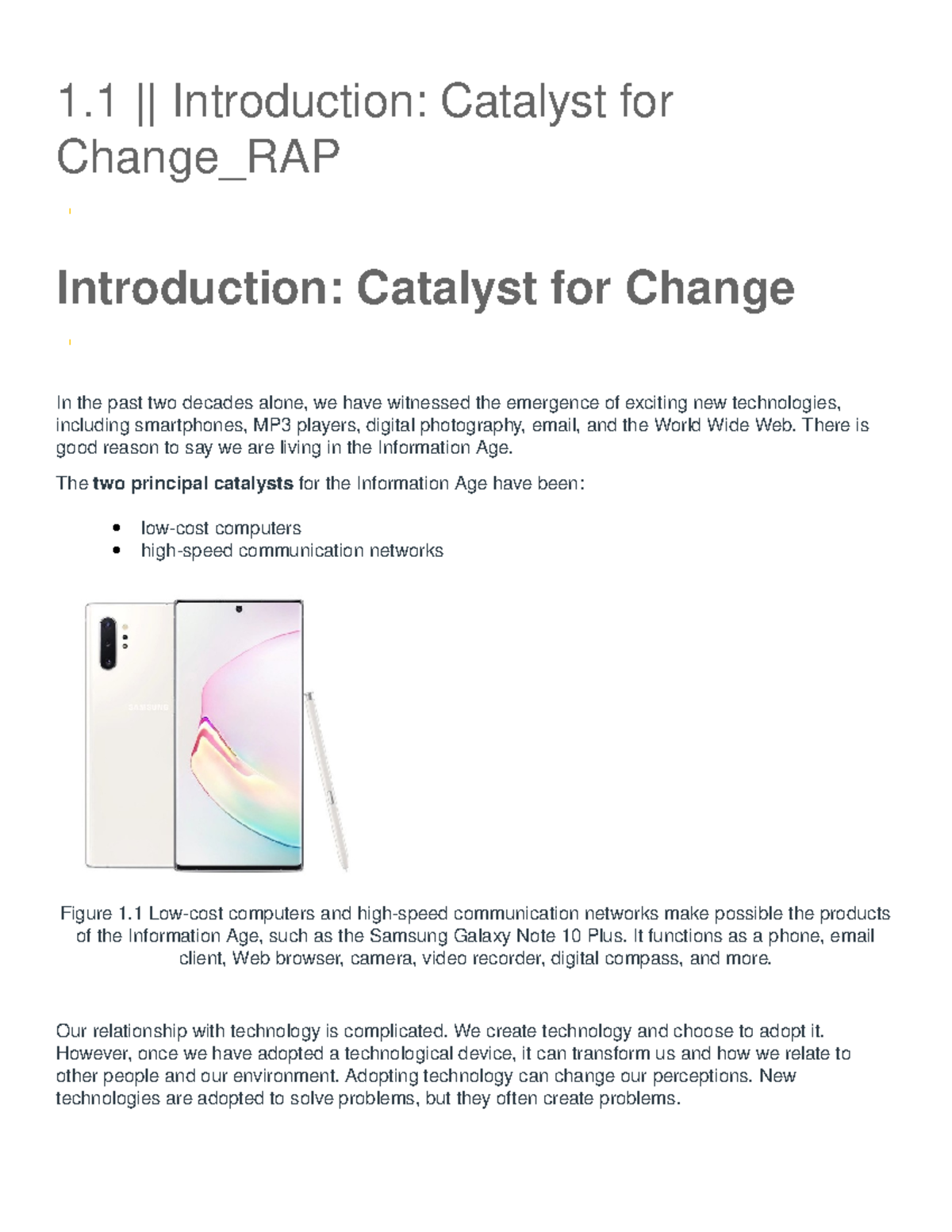 GEE2 Module 1 and 2 - 1 || Introduct ion: Cat alyst for Change_RAP Introduct ion: Cat alyst for ...