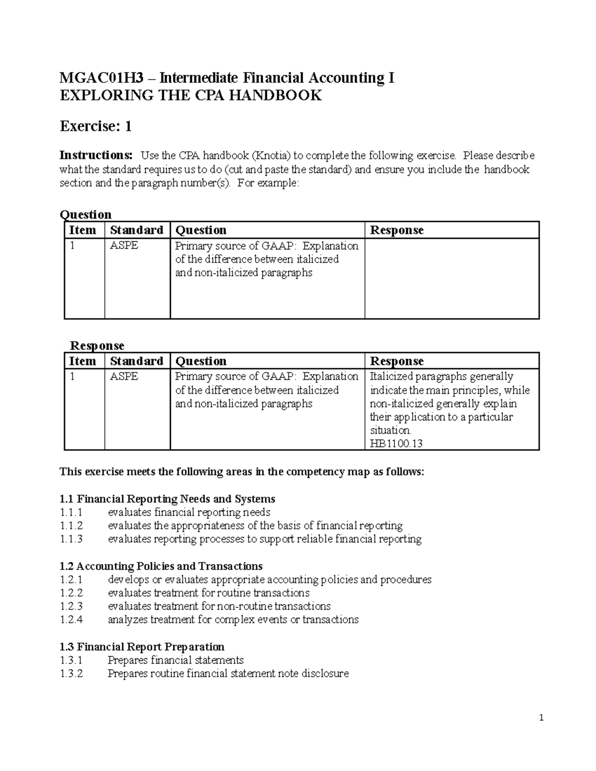 2023F MGAC01 CPA Handbook Exercise 1 Q only - MGAC01H3 – Intermediate ...