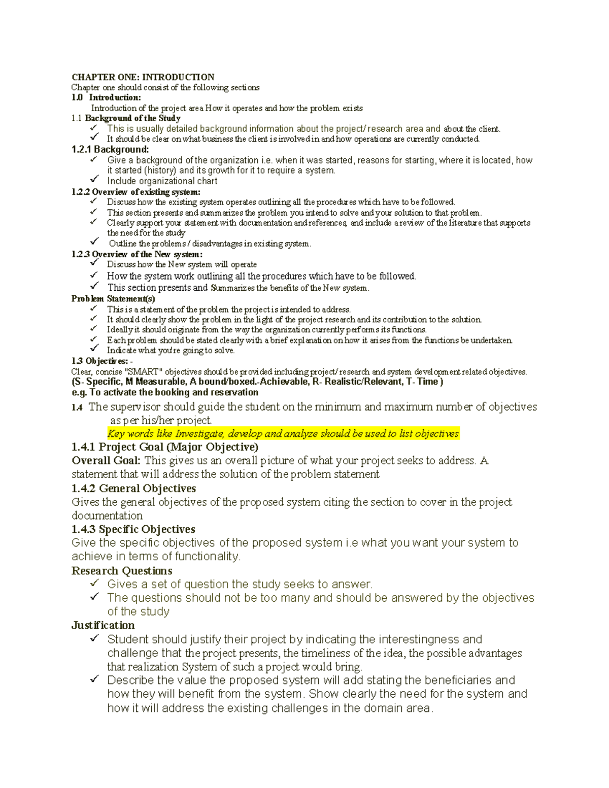 Trade project guidelines - CHAPTER ONE: INTRODUCTION Chapter one should ...