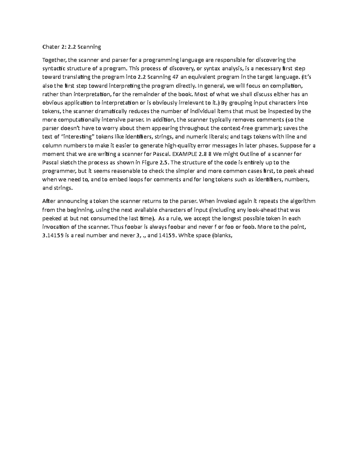 2.2- comp348 important parts - Chater 2: 2 Scanning Together, the ...
