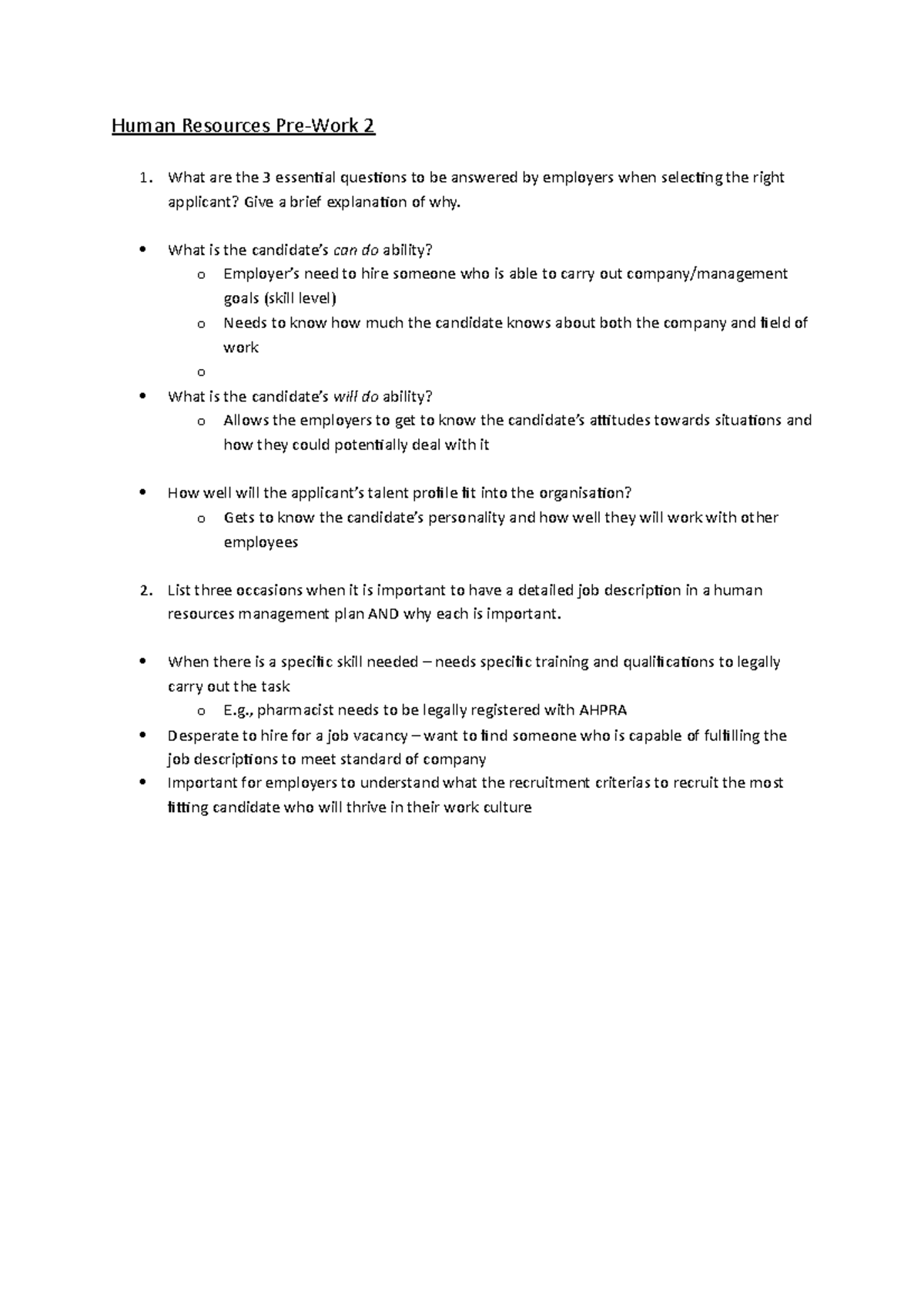 Human Resources Tutorial 2 Pre-Work - Human Resources Pre-Work 2 What ...