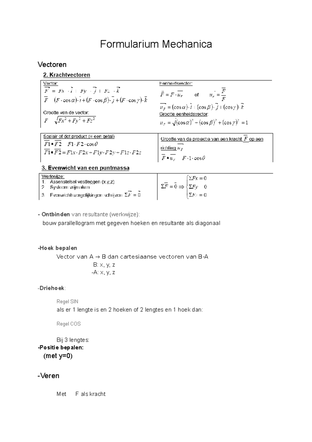 Formularium Mechanica - Formularium Mechanica Vectoren - Ontbinden van ...