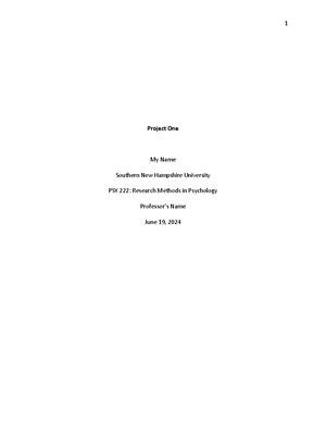 PSY260 Project Two - Psy 260 - 1 Project Two Southern New Hampshire ...