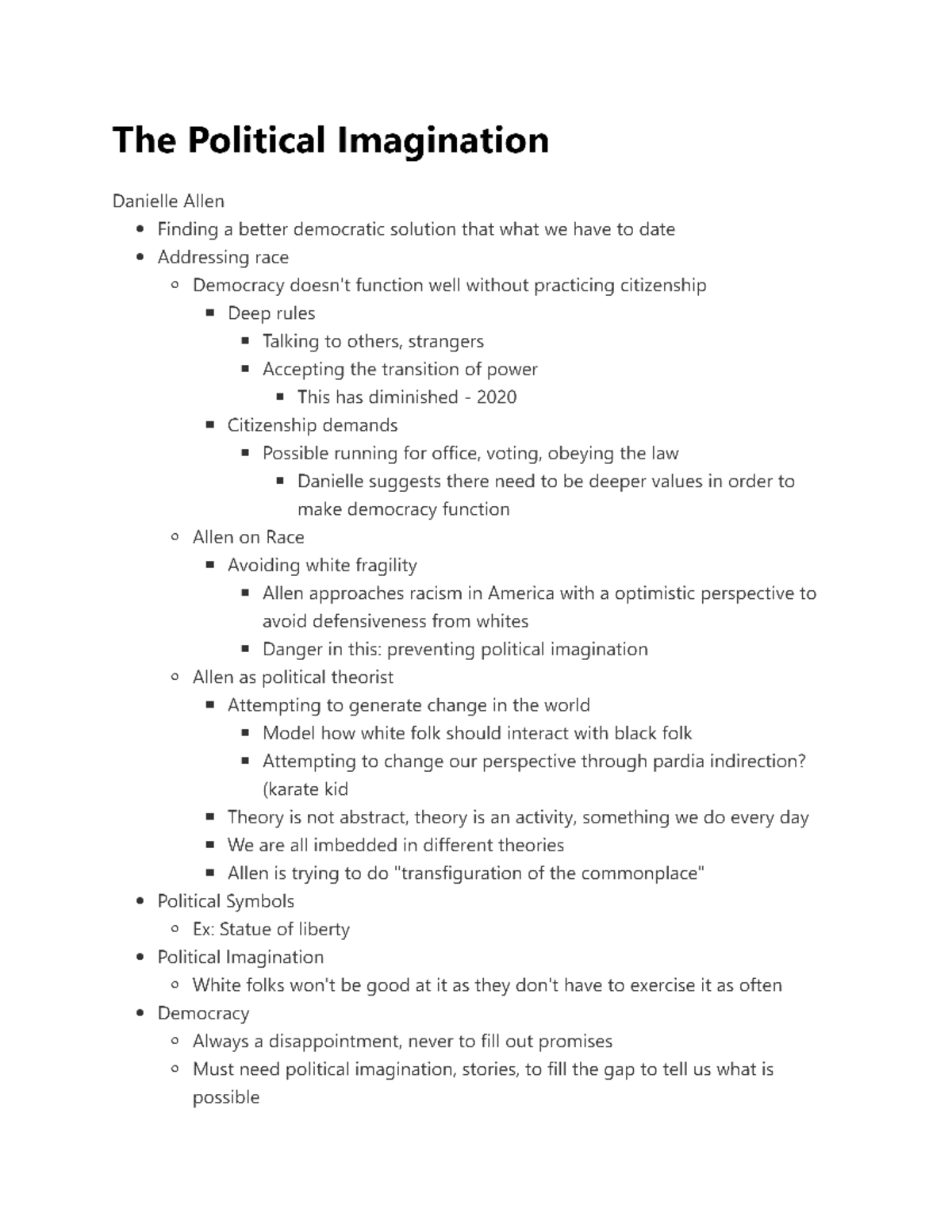 The Political Imagination - GOVT 202 - Studocu