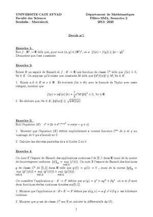 Correction TD 2 - Chapitre 2 Applications diff´erentiables - Calcul Différentiel - Studocu