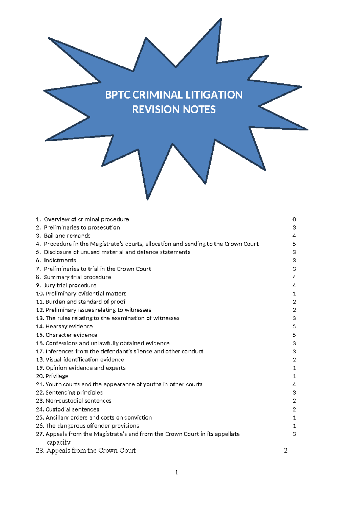 Criminal Litigation 2023 Notes Compilation (BPC) University of Law 2023 ...