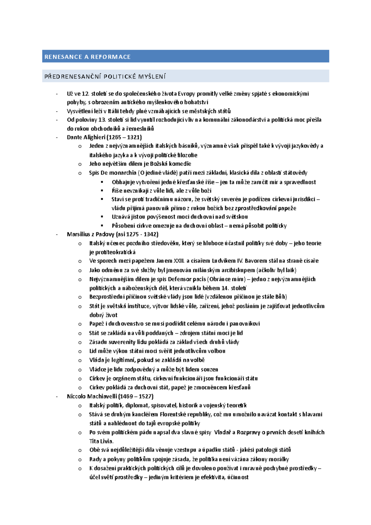 Renesance a reformace - Poznámky k TP2 - RENESANCE A REFORMACE ...