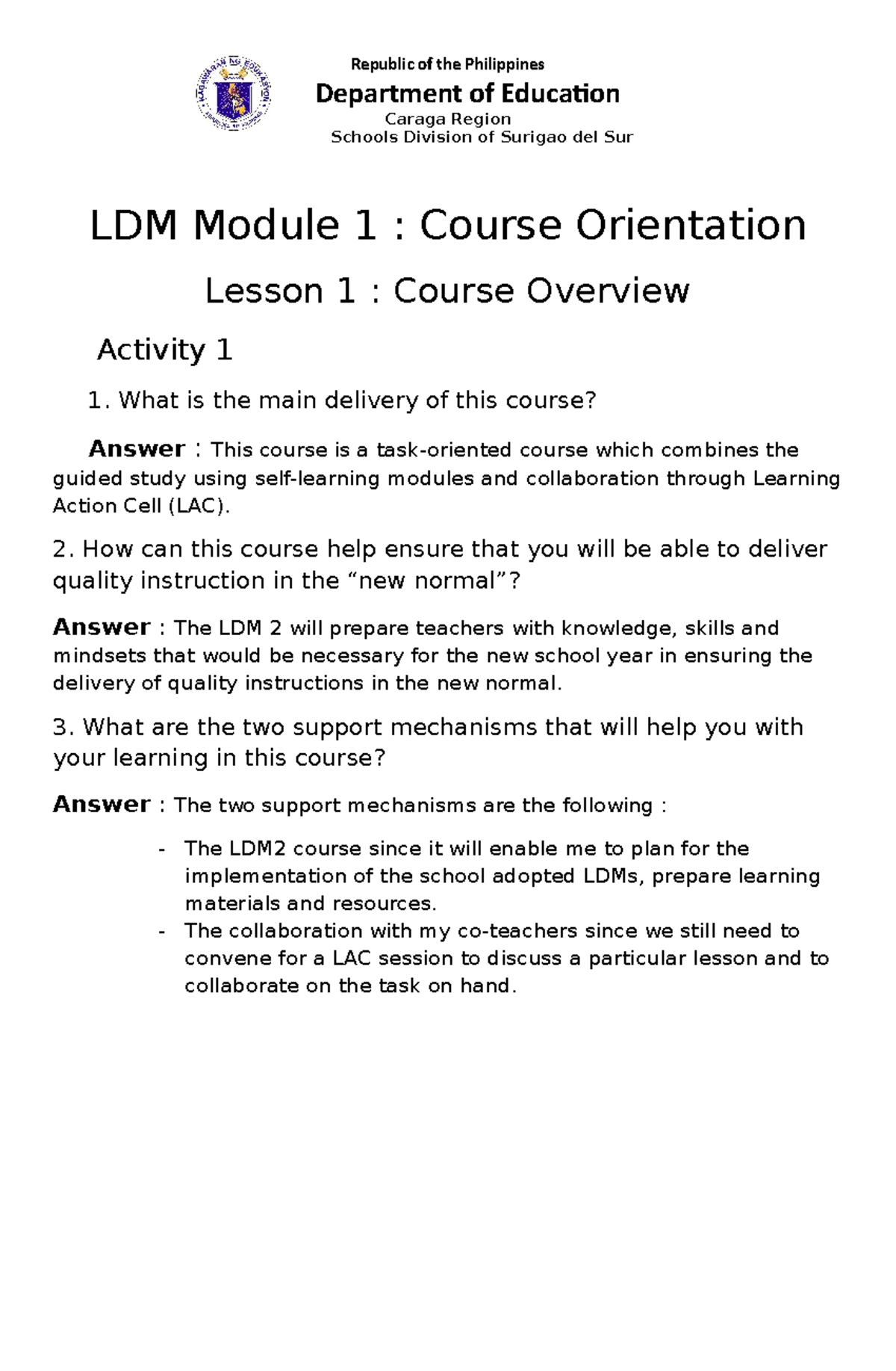 MELO LDM-Study-Notebook - Department of Education Caraga Region Schools Division of Surigao del ...