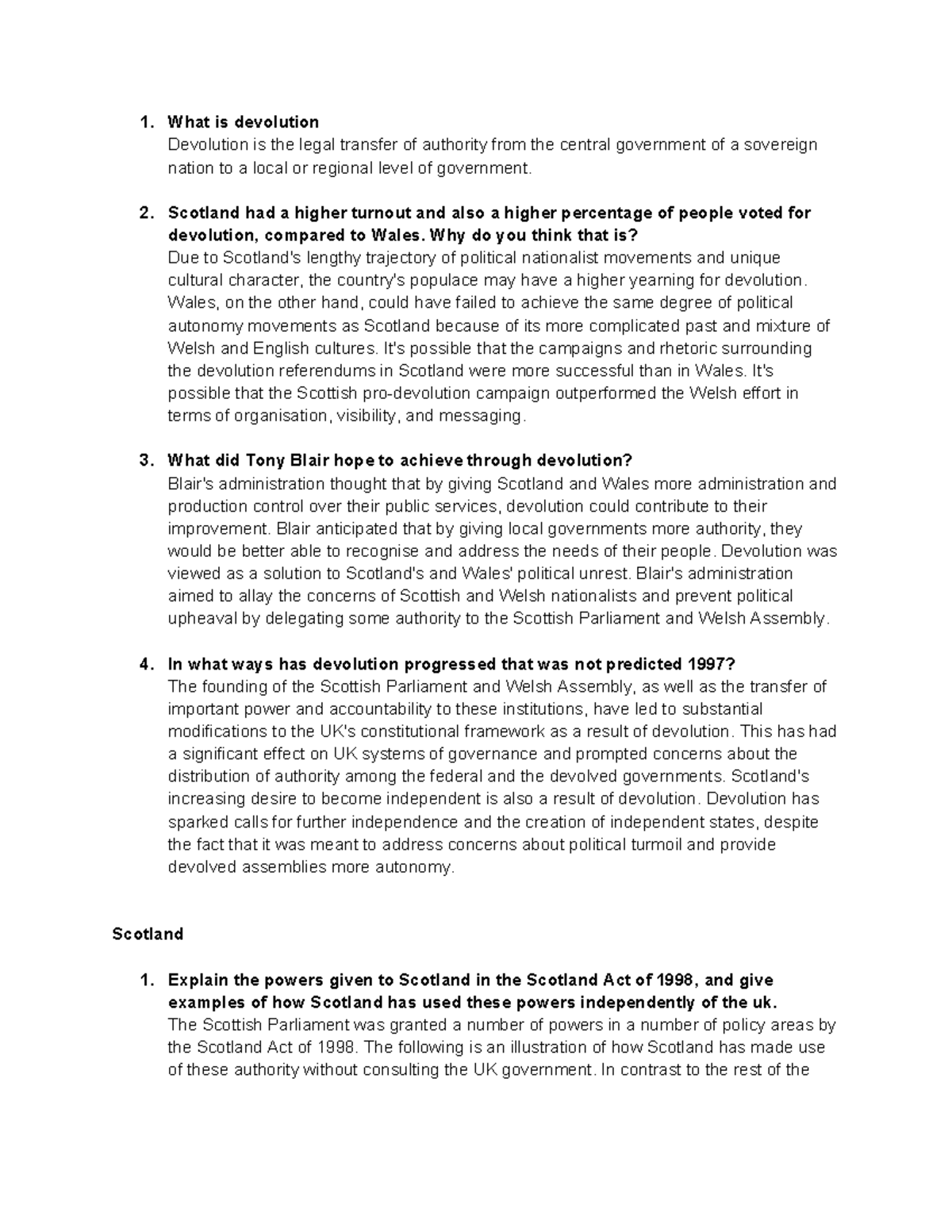 Devolution in the UK - What is devolution Devolution is the legal transfer of authority from the ...